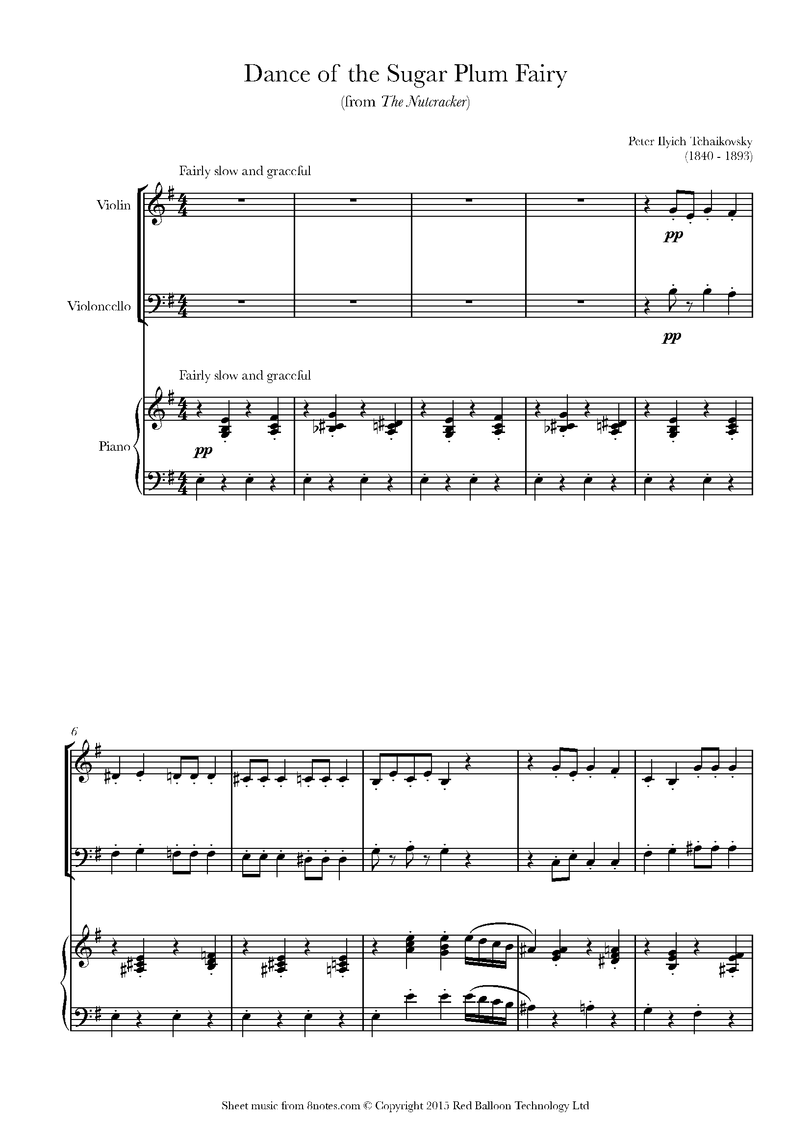 Tchaikovsky - Dance of the Sugar Plum Fairy from the Nutcracker Sheet ...