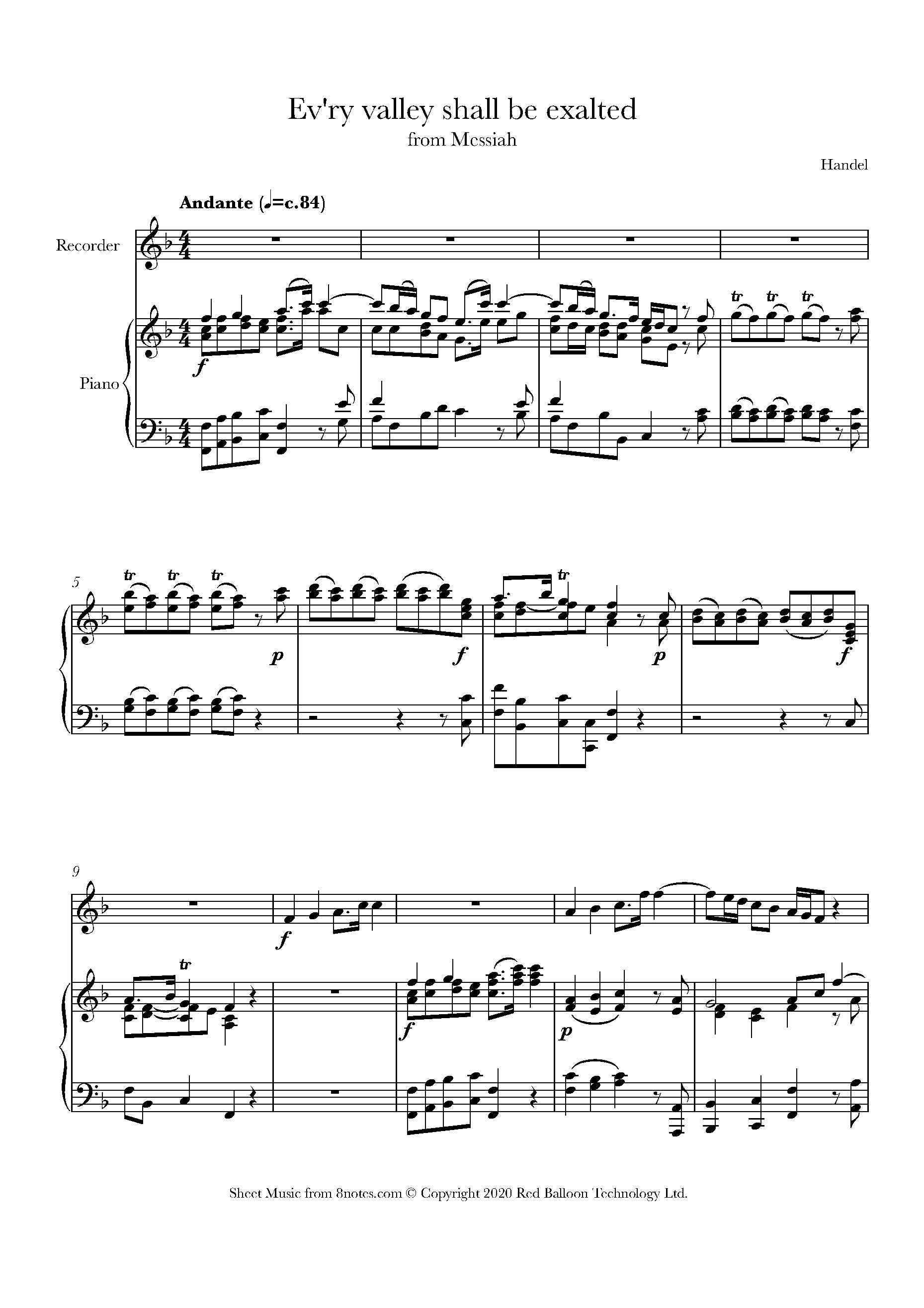 Handel - Ev'ry valley shall be exalted from Messiah Sheet music for ...