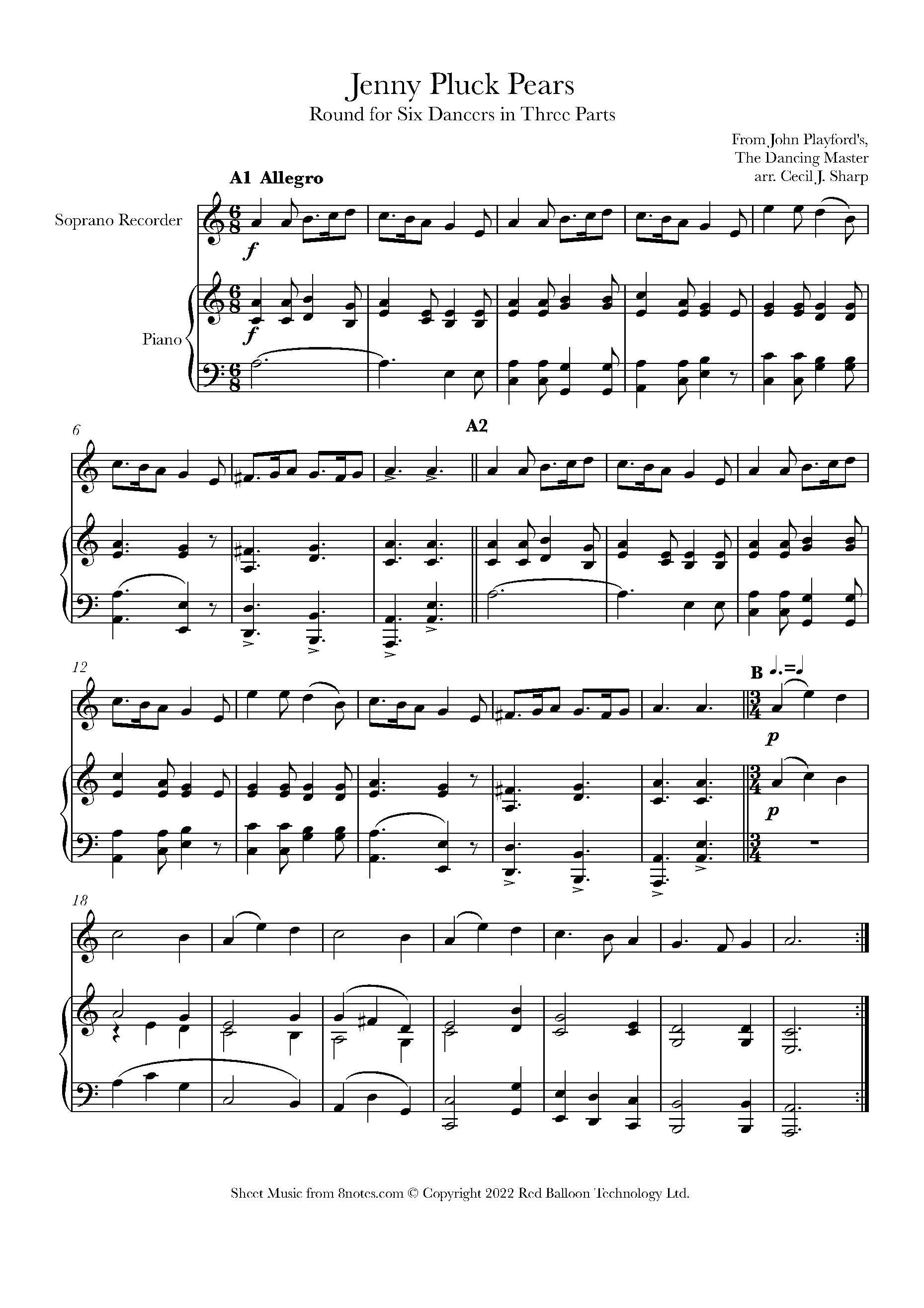 Playfords The Dancing Master for Recorder