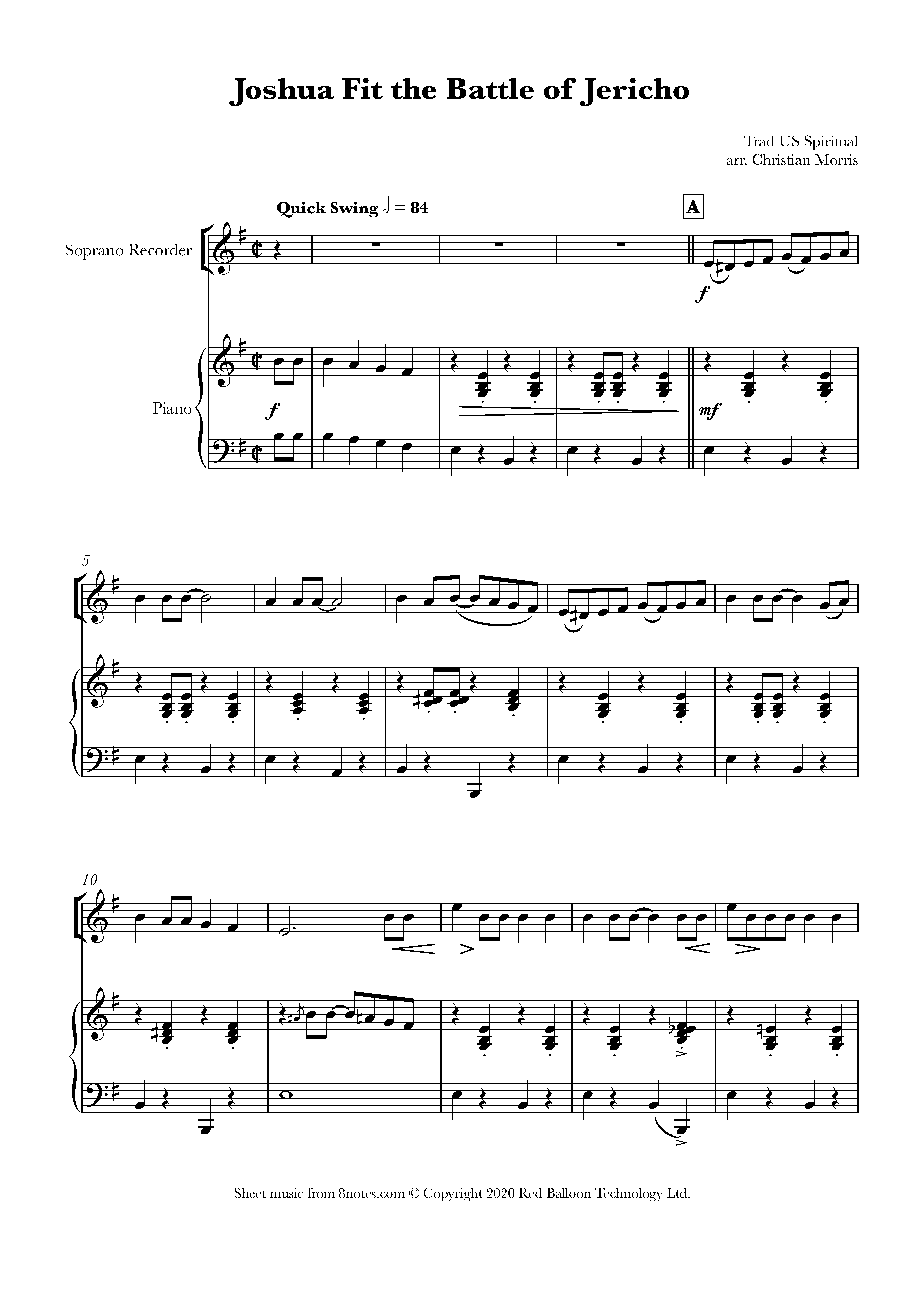 Joshua Fit the Battle of Jericho Sheet music for Recorder - 8notes.com