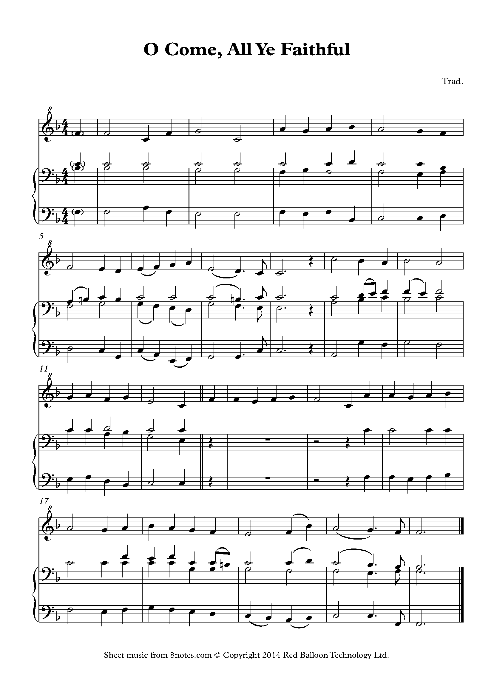 O Come, All Ye Faithful Sheet music for Recorder - 8notes.com