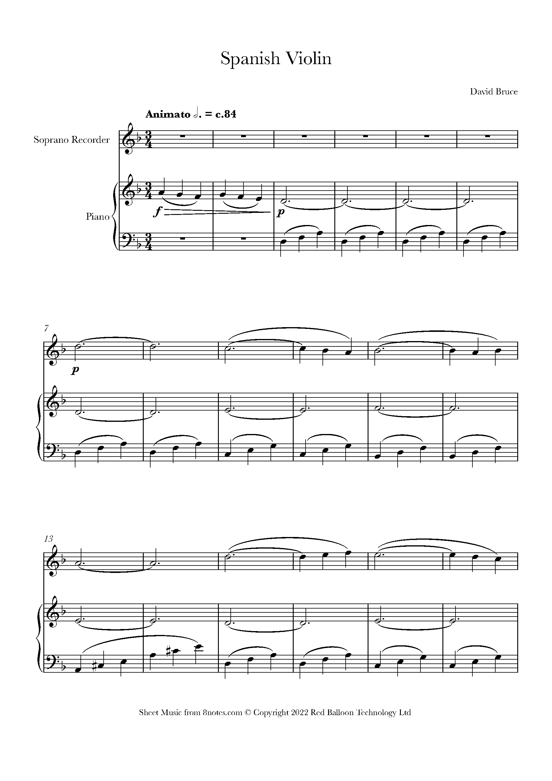 David Bruce - Spanish Violin Sheet music for Recorder - 8notes.com