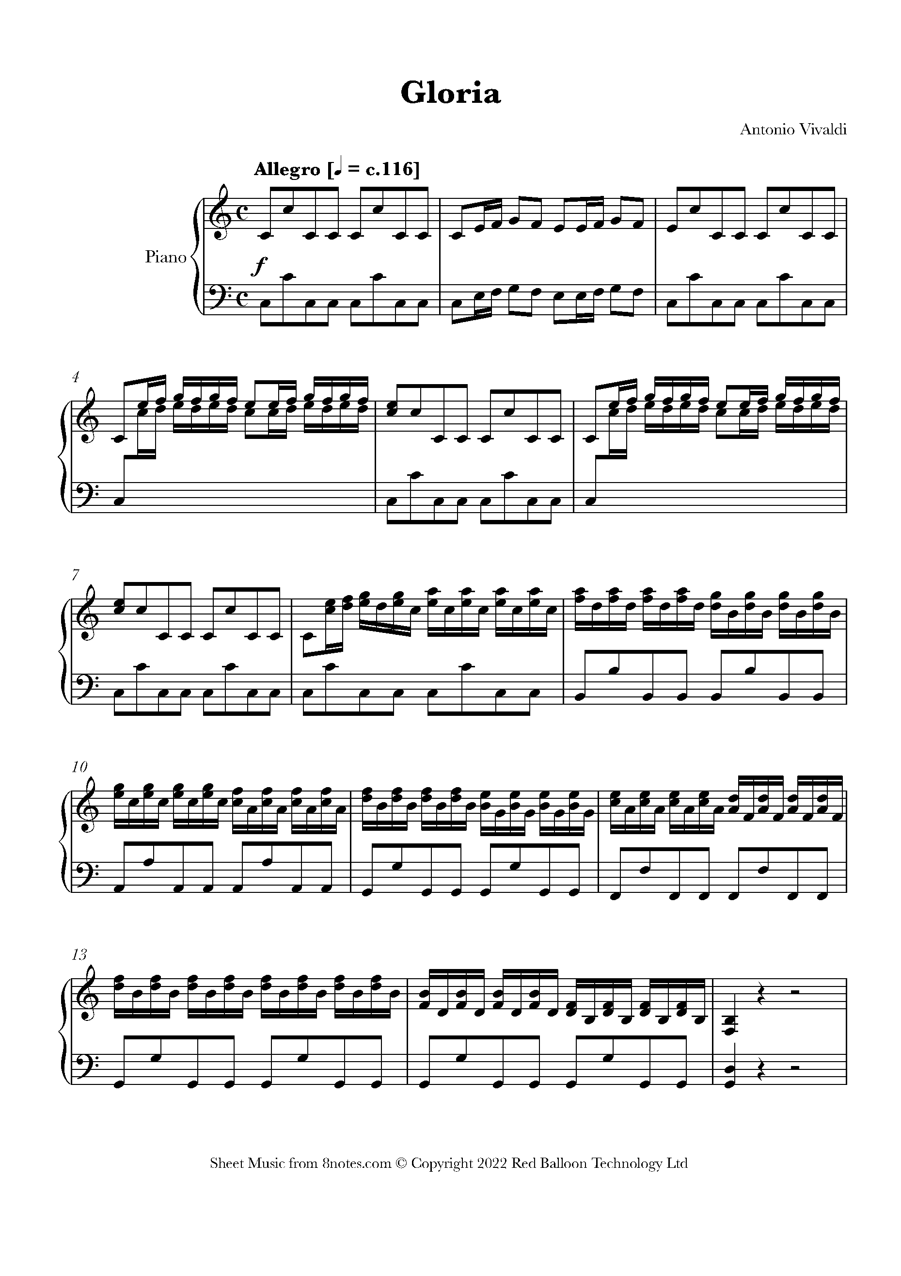Vivaldi - Gloria Sheet music for Recorder - 8notes.com