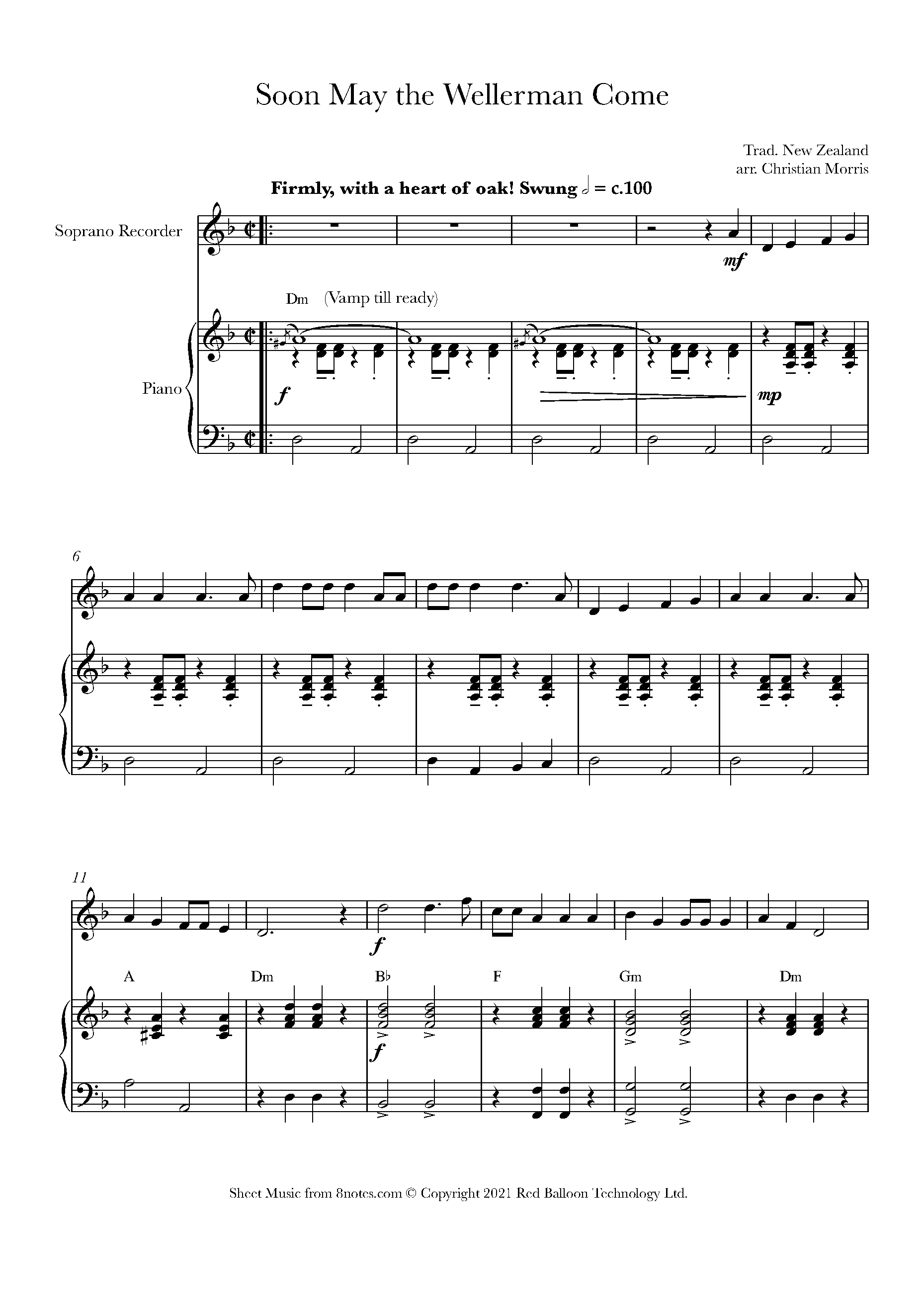 Soon May the Wellerman Come (New Zealand Trad.) Sheet music for ...