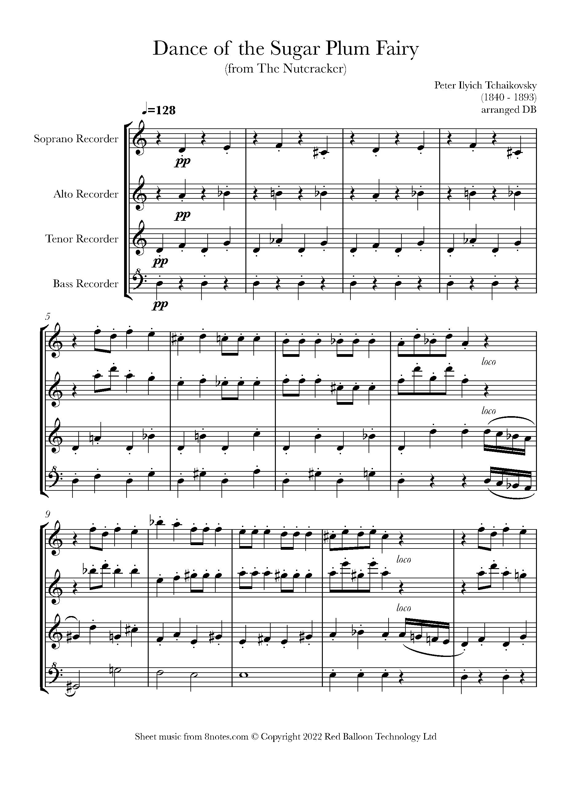 Tchaikovsky - Dance of the Sugar Plum Fairy from the Nutcracker Sheet ...