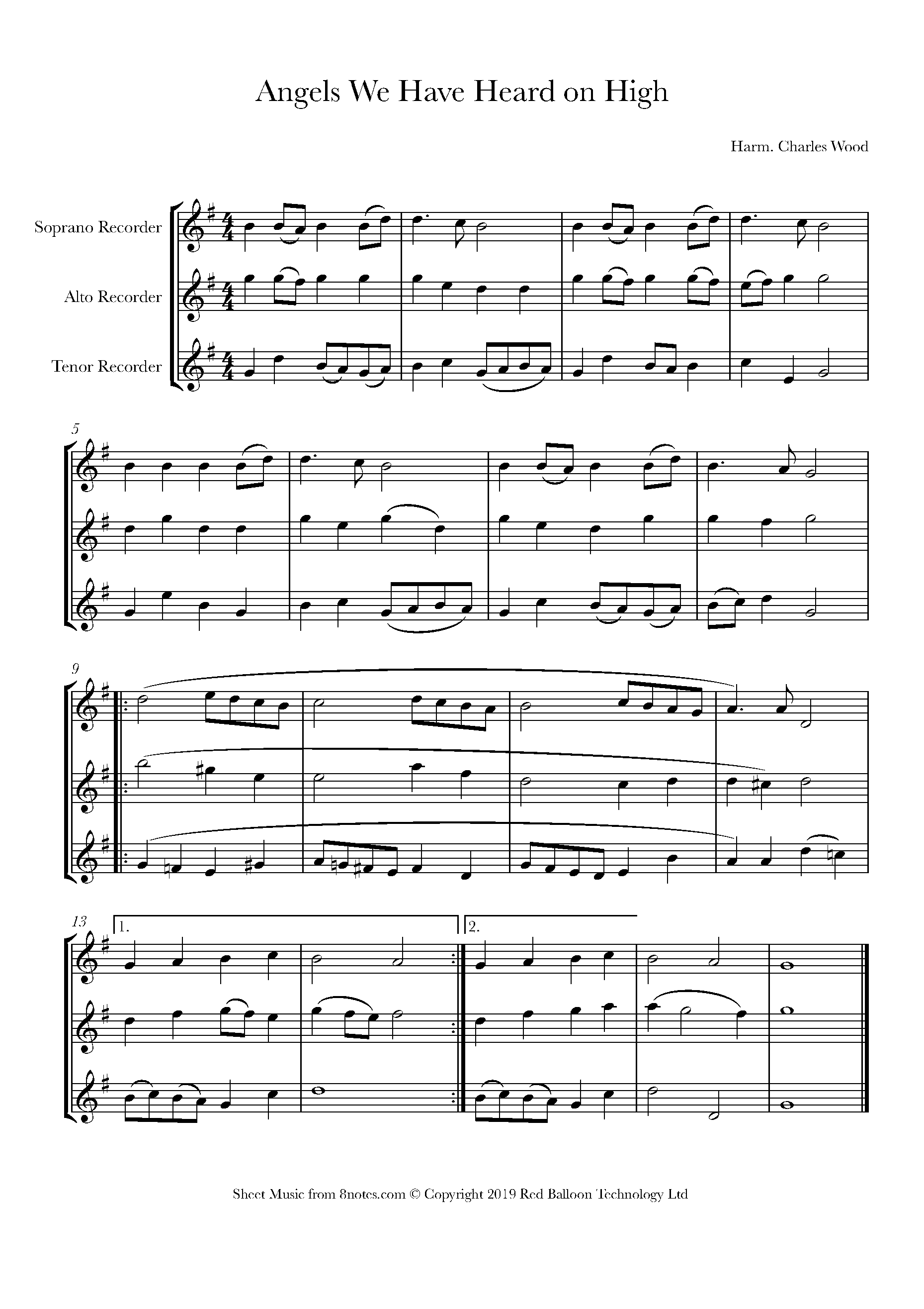 Angels We Have Heard on High Sheet music for Recorder Trio - 8notes.com