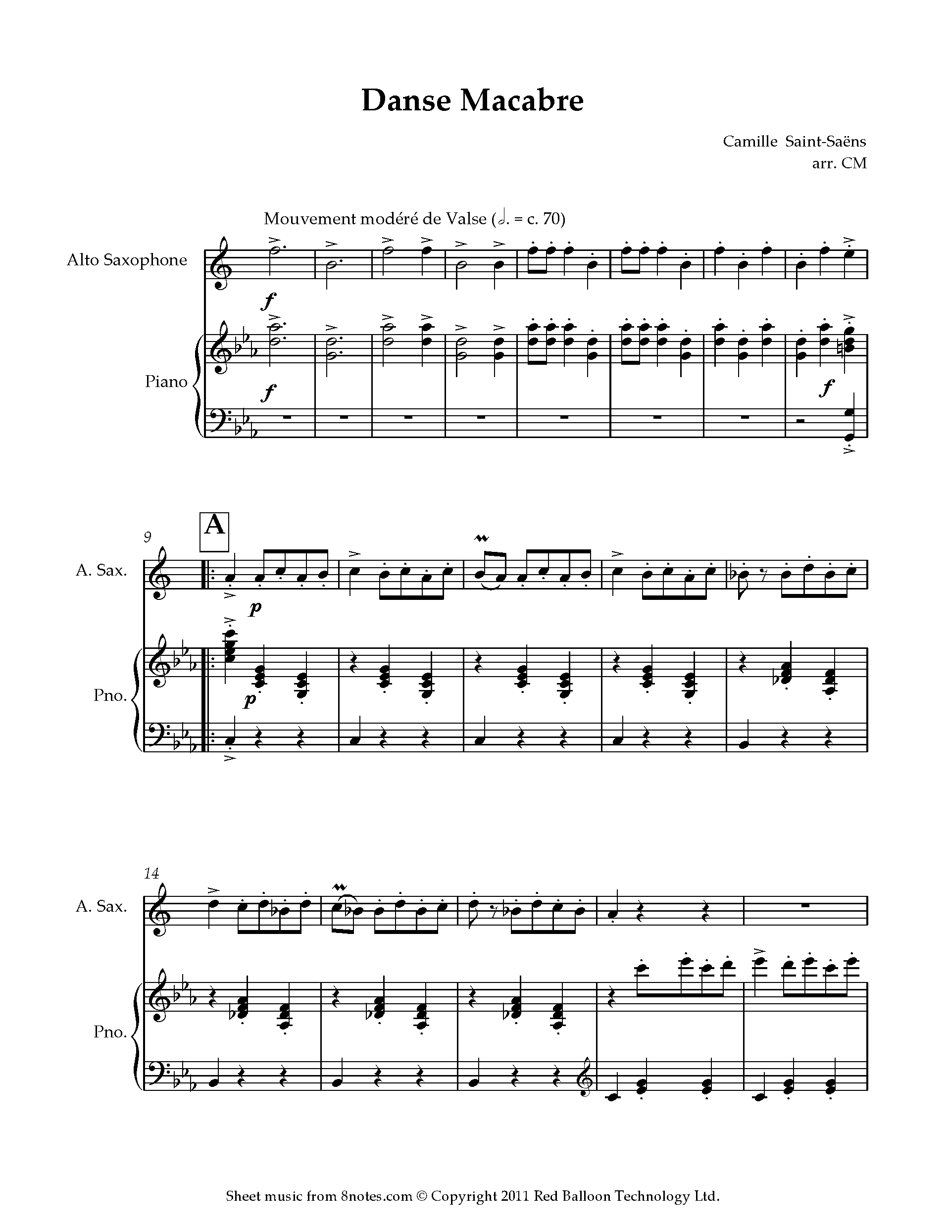 Saint-Saëns - Danse Macabre Sheet music for Saxophone - 8notes.com