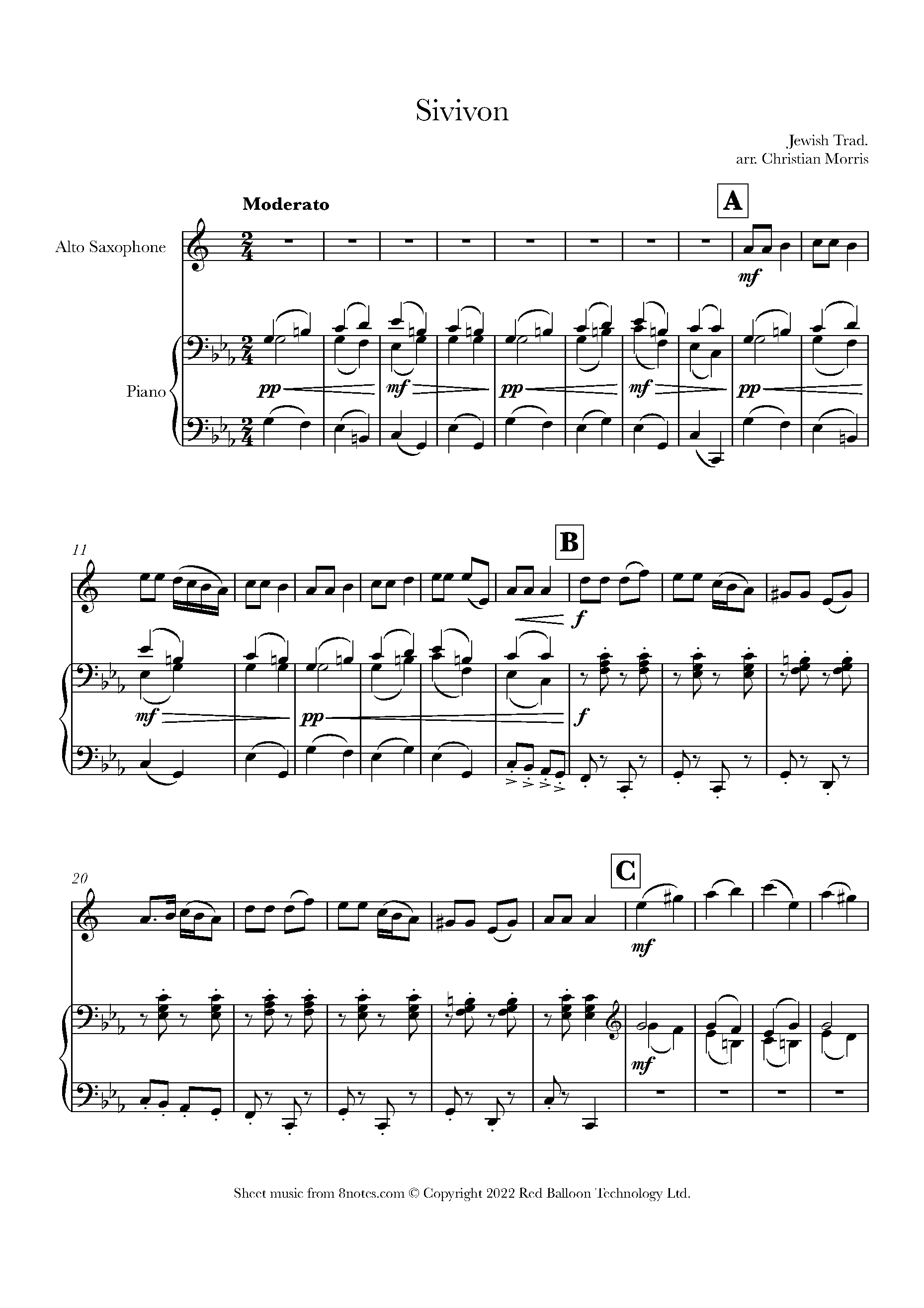 Sivivon (Jewish Traditional) Sheet music for Saxophone - 8notes.com