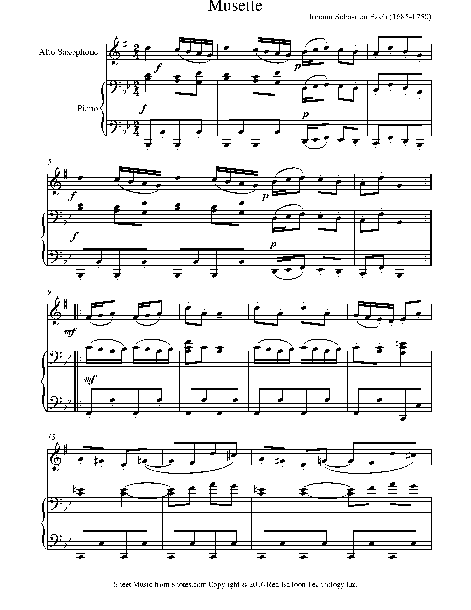 Bach - Musette Sheet music for Saxophone - 8notes.com
