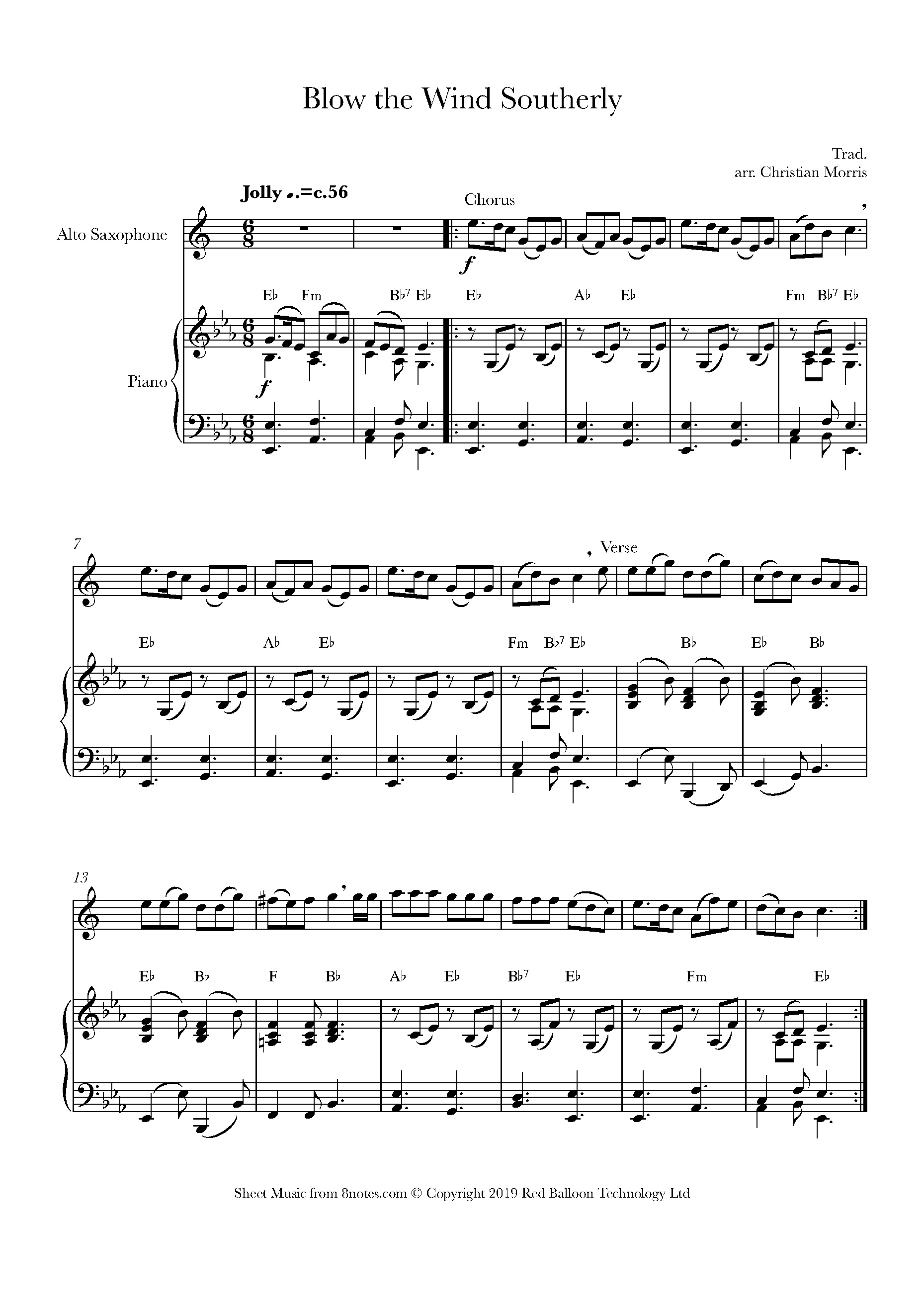 Blow the Wind Southerly Sheet music for Saxophone - 8notes.com