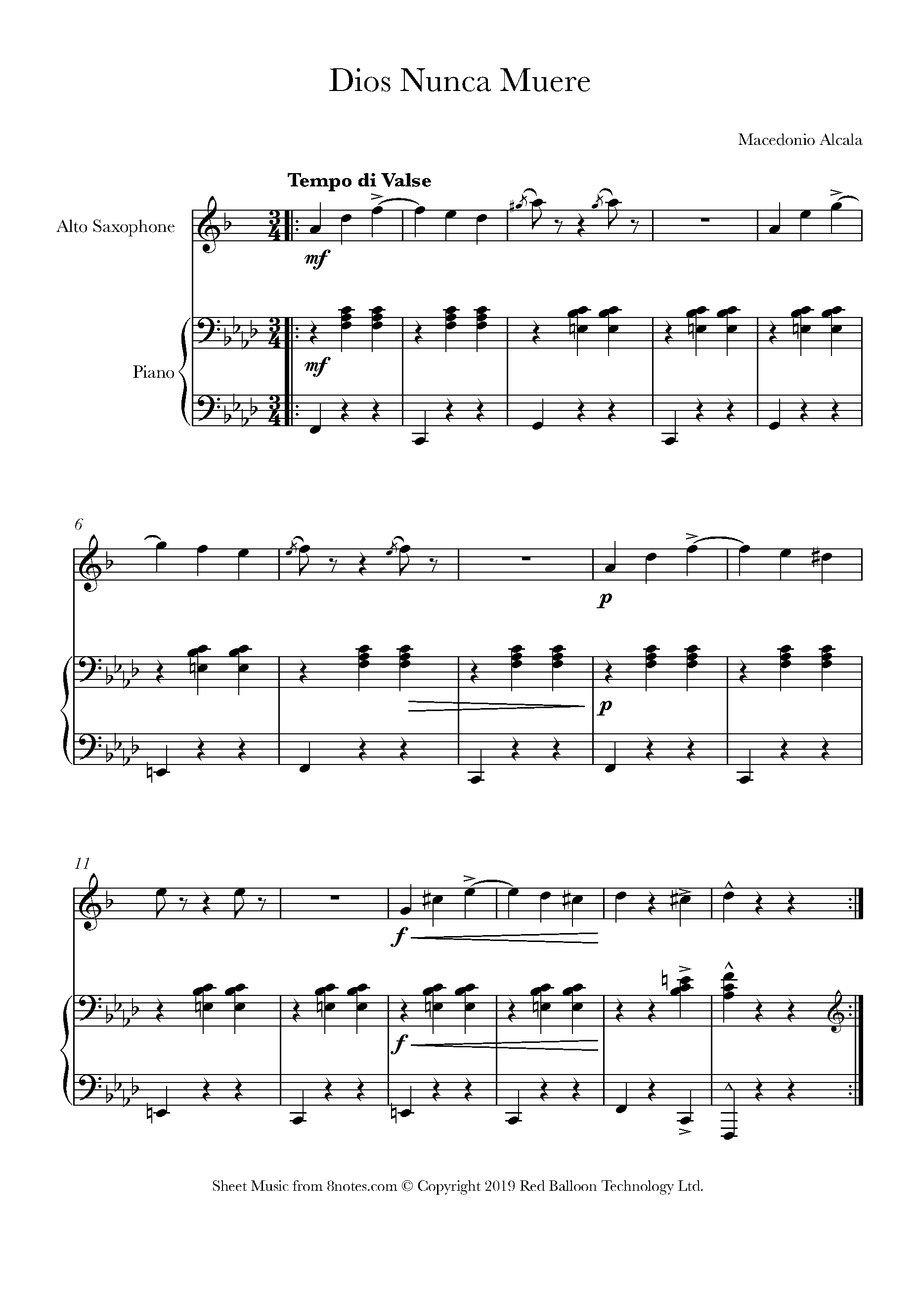 Alcalá - Dios Nunca Muere Sheet music for Saxophone - 8notes.com