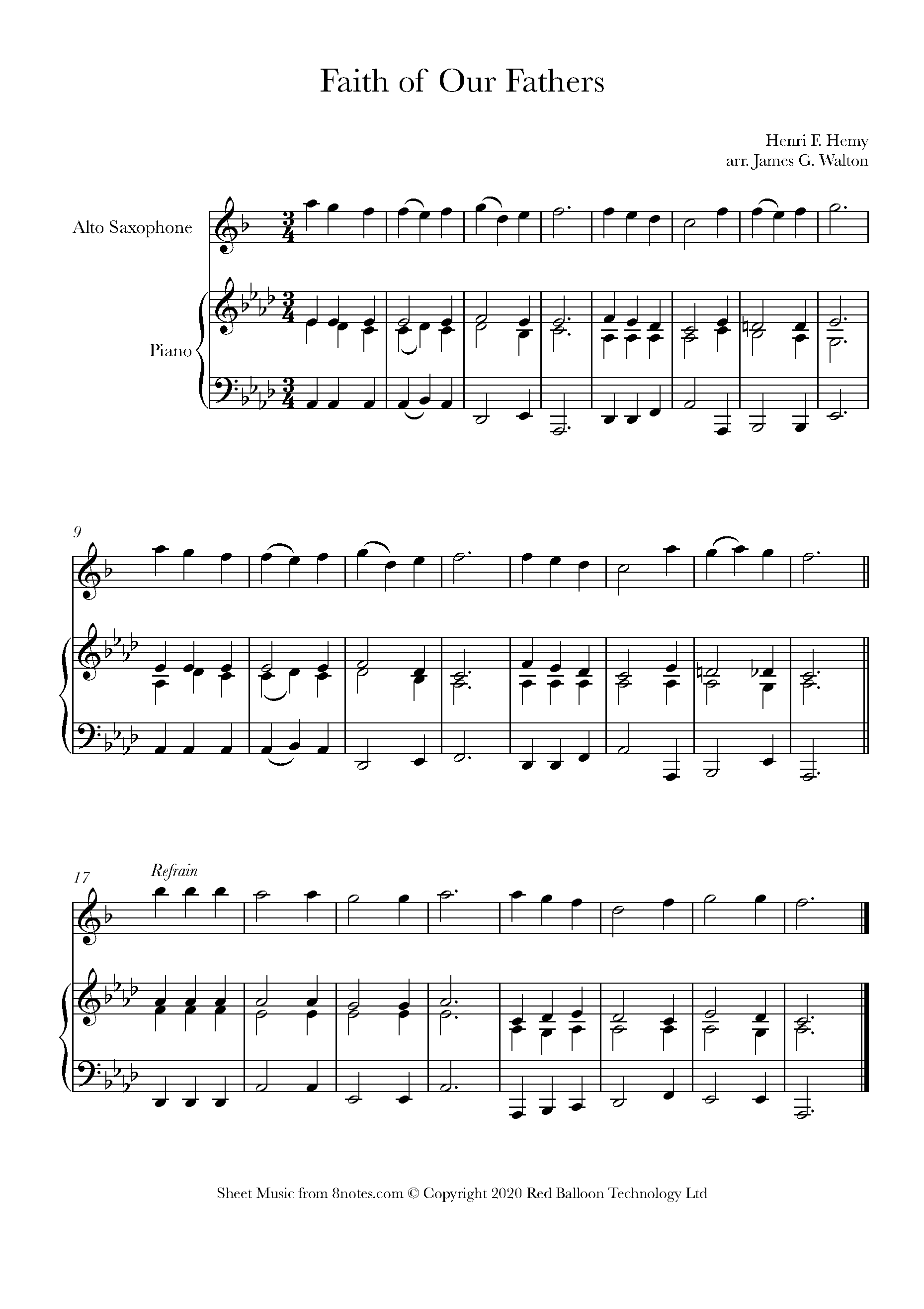 Faith of our Fathers Sheet music for Saxophone - 8notes.com