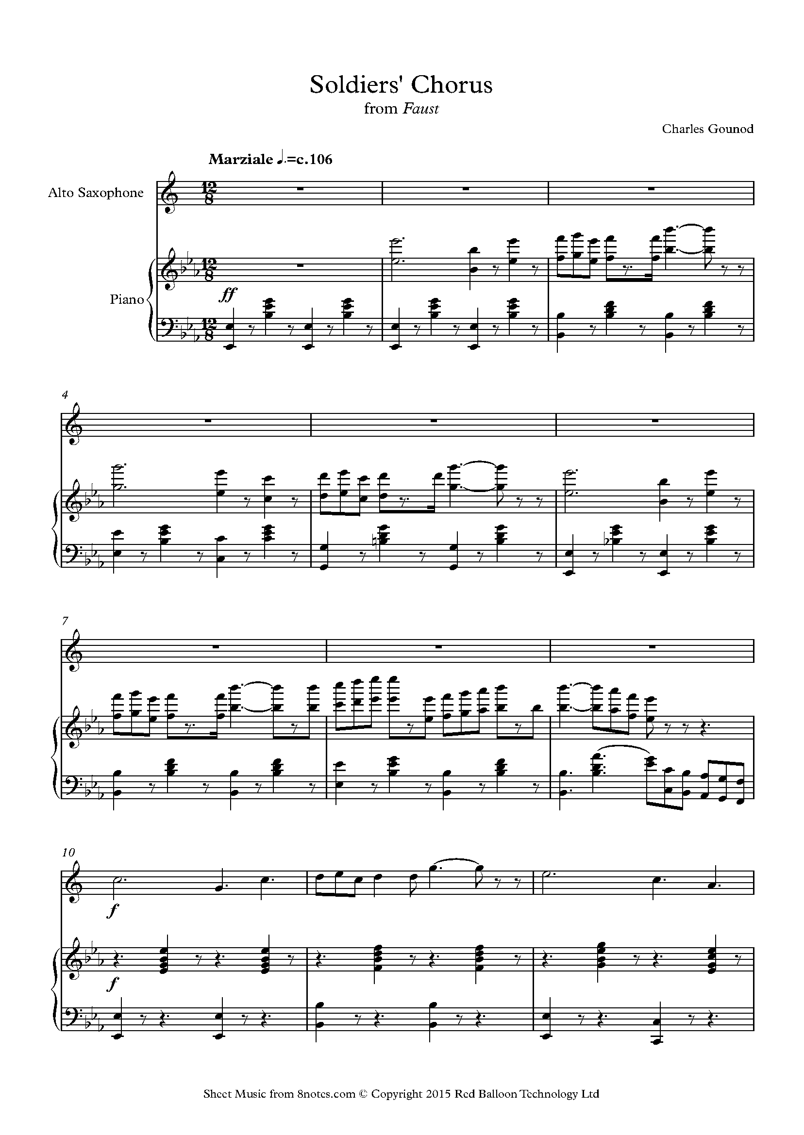 Gounod - Soldiers Chorus from Faust Sheet music for Saxophone - 8notes.com