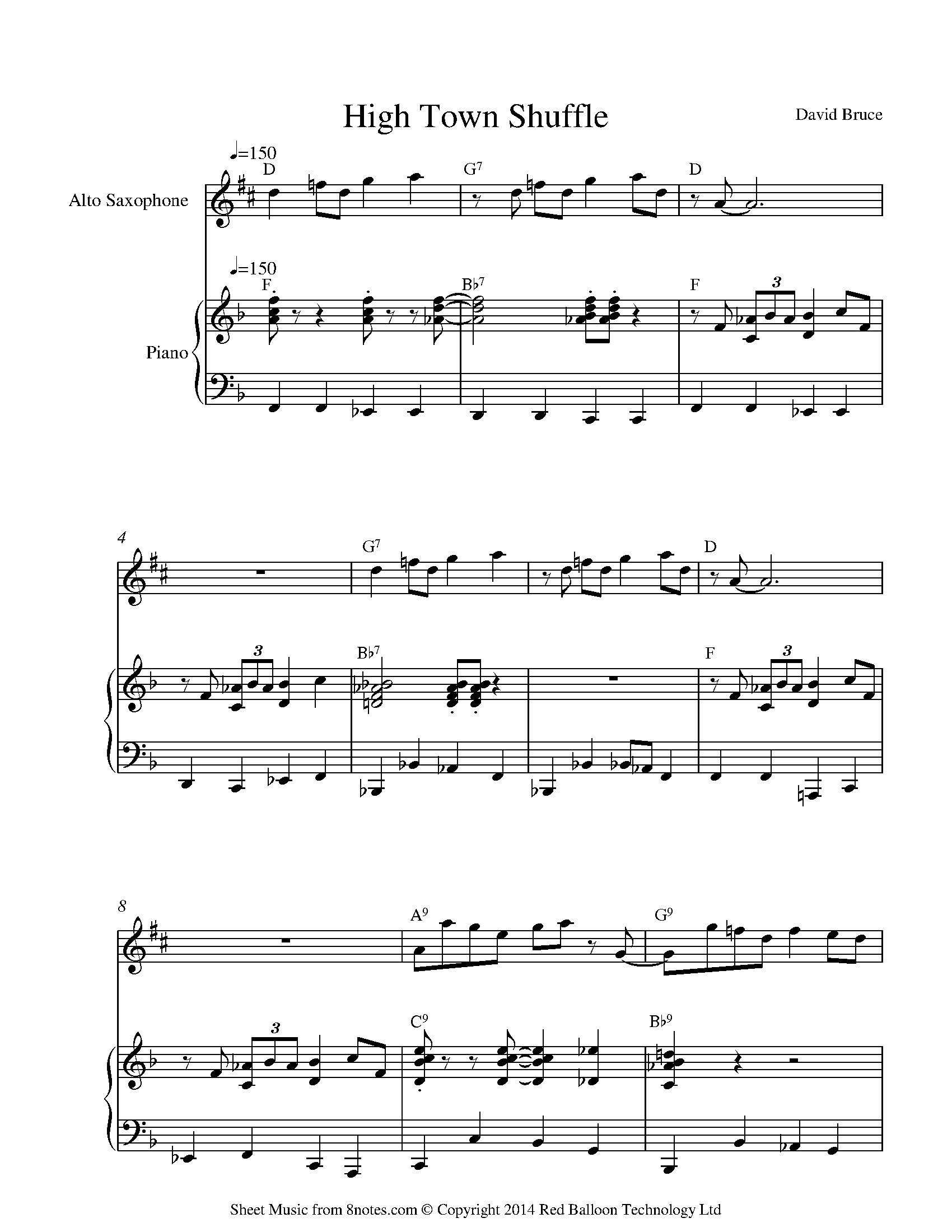 David Bruce - High Town Shuffle Sheet music for Saxophone - 8notes.com