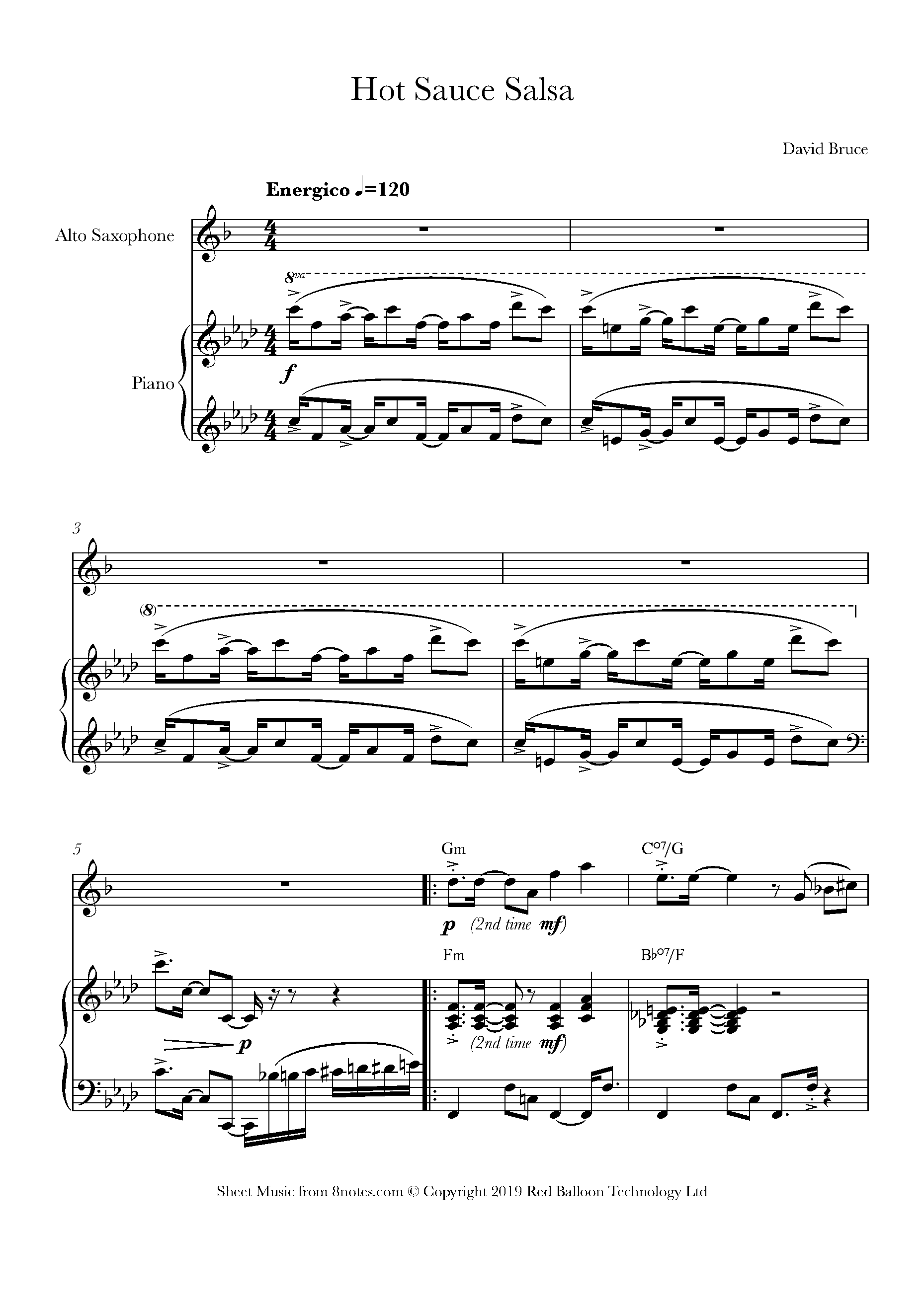 David Bruce - Hot Sauce Salsa Sheet music for Saxophone - 8notes.com