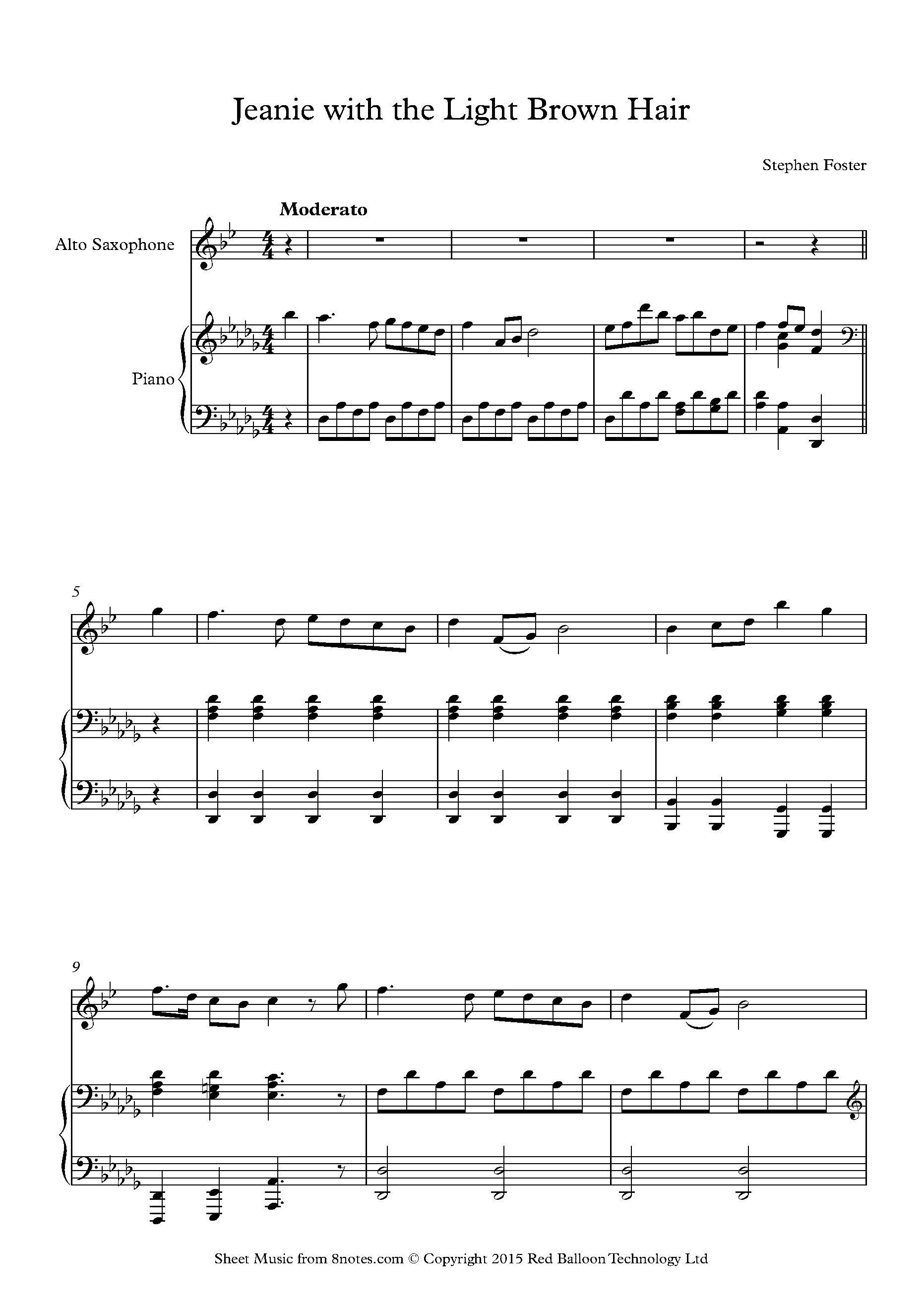 Stephen Foster - Jeanie With The Light Brown Hair Sheet music for ...