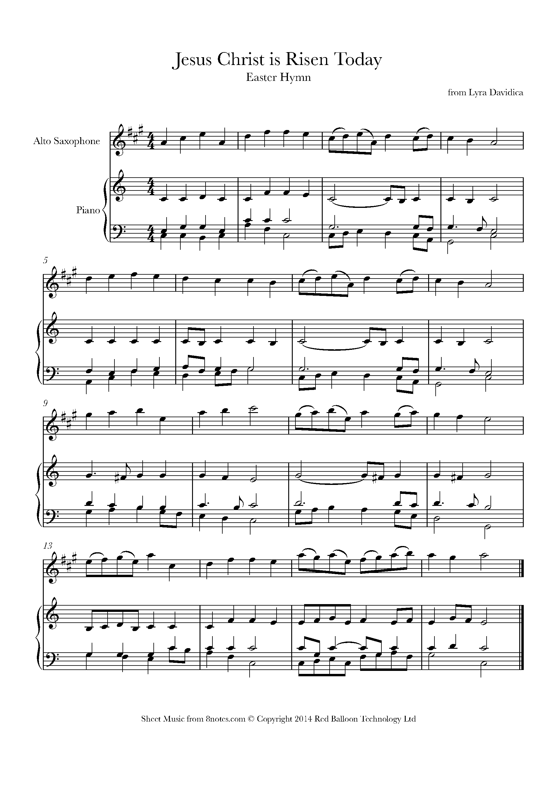 Jesus Christ is Risen Today Sheet music for Saxophone - 8notes.com