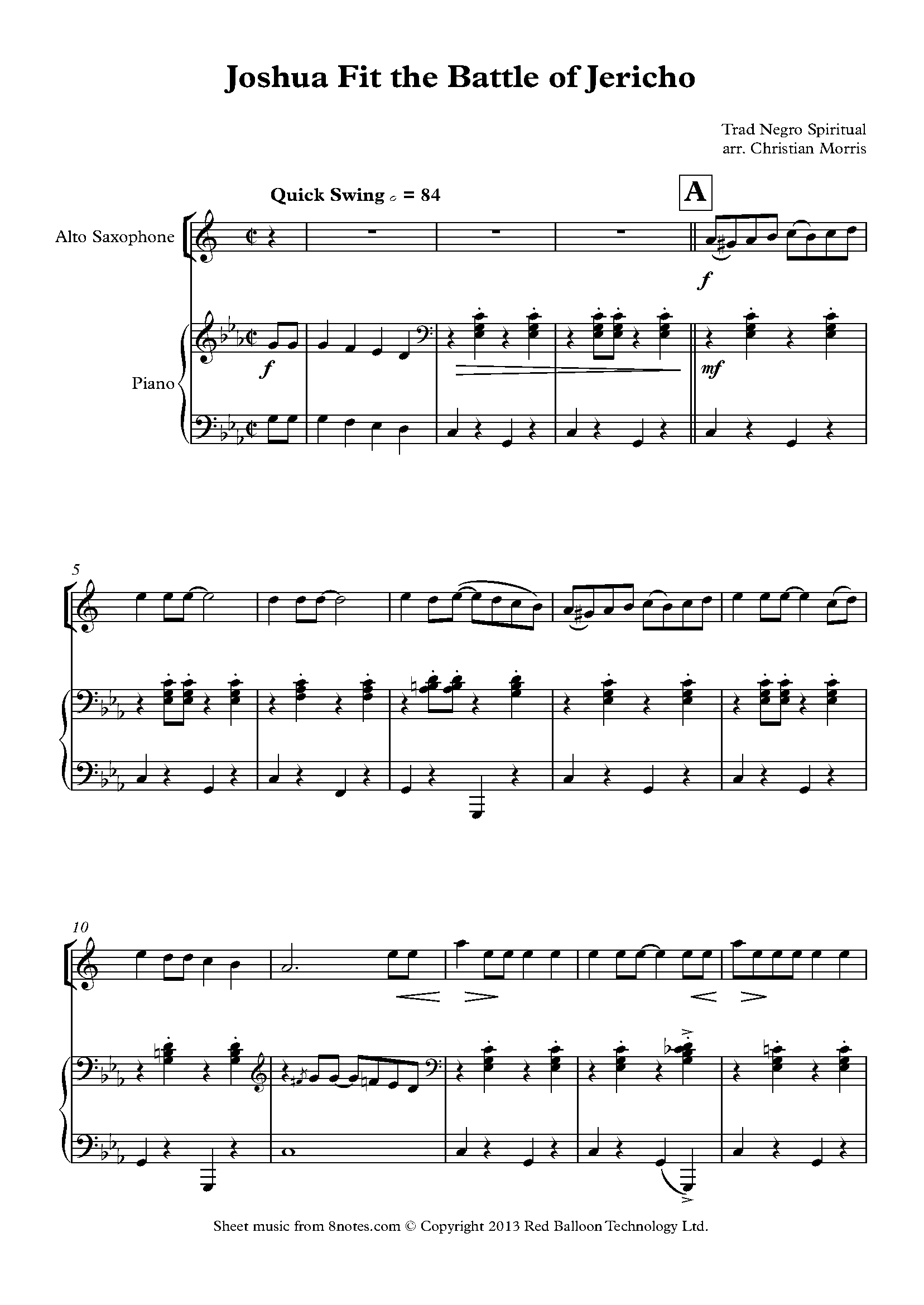 Joshua Fit the Battle of Jericho Sheet music for Saxophone - 8notes.com