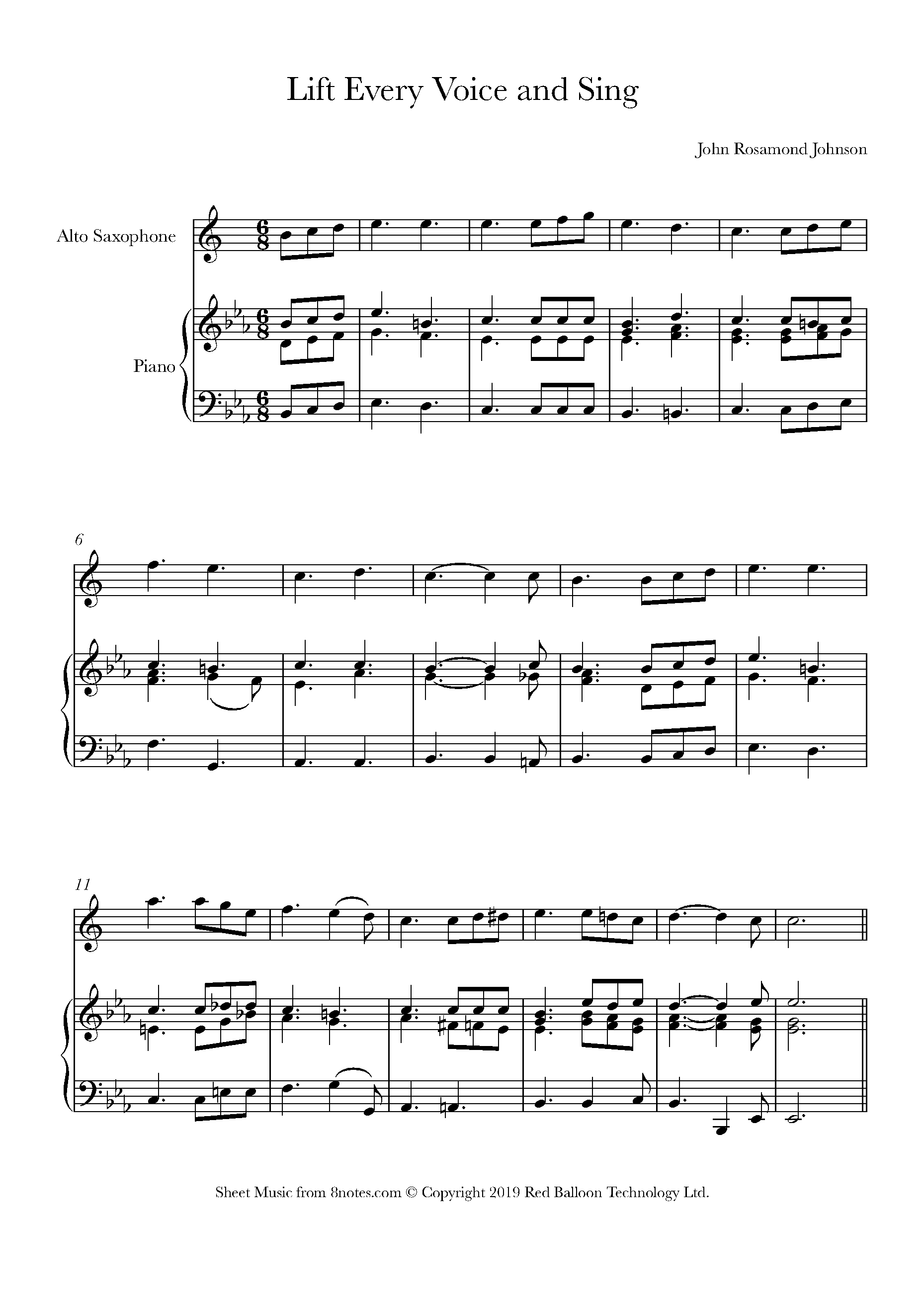Johnson - Lift Every Voice and Sing Sheet music for Saxophone - 8notes.com