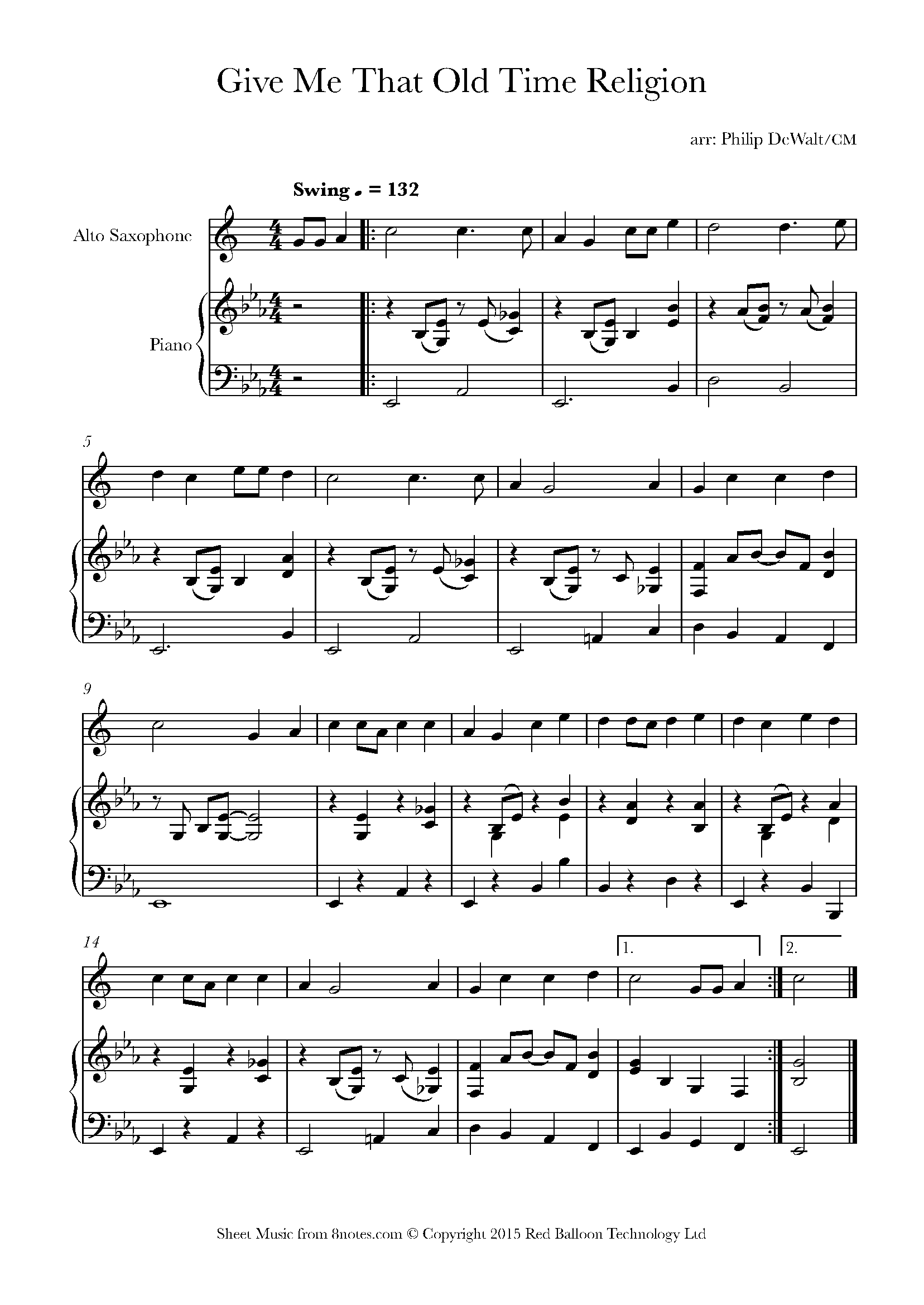 Give Me That Old Time Religion Sheet music for Saxophone - 8notes.com