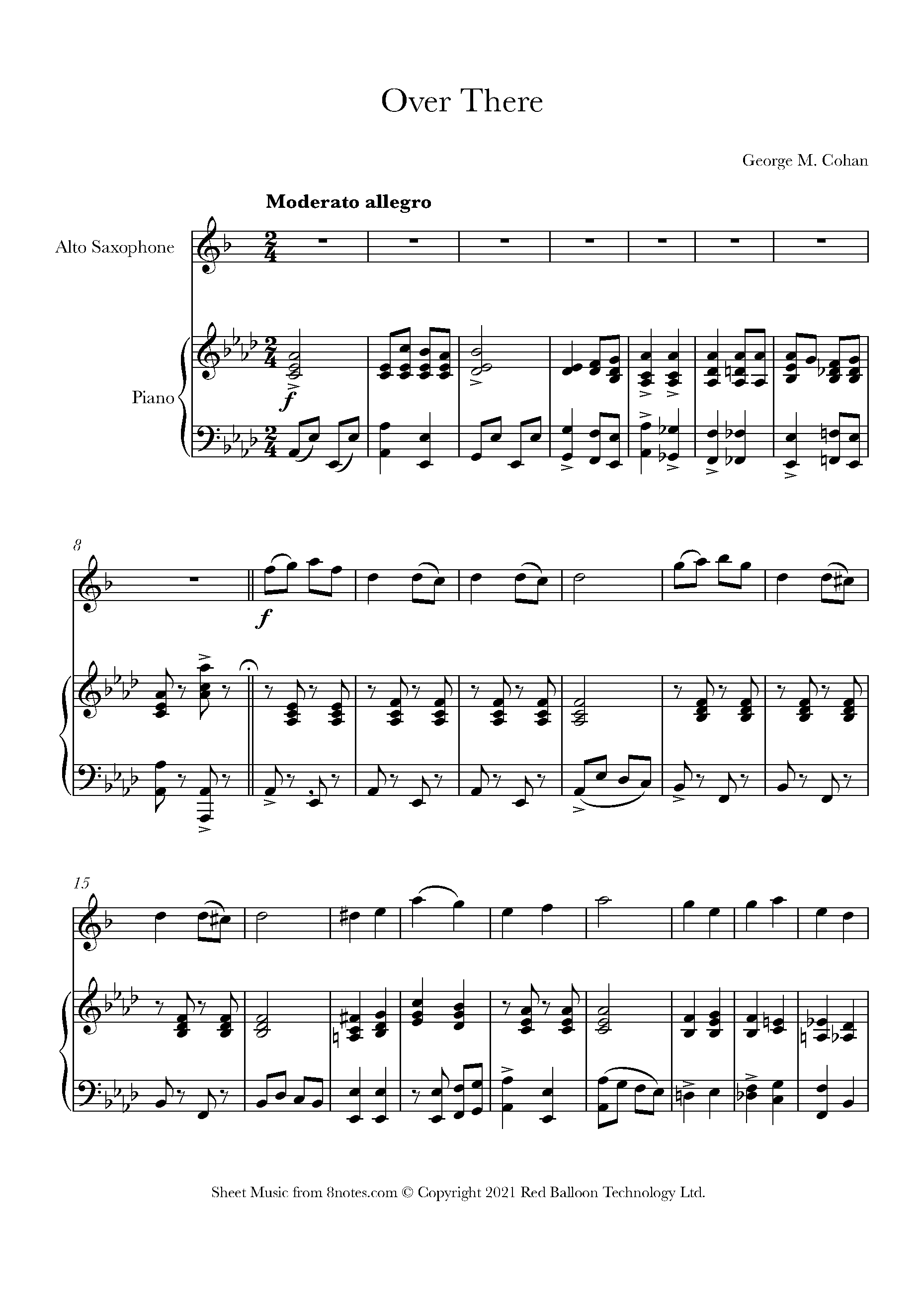 Cohan - Over There Sheet music for Saxophone - 8notes.com