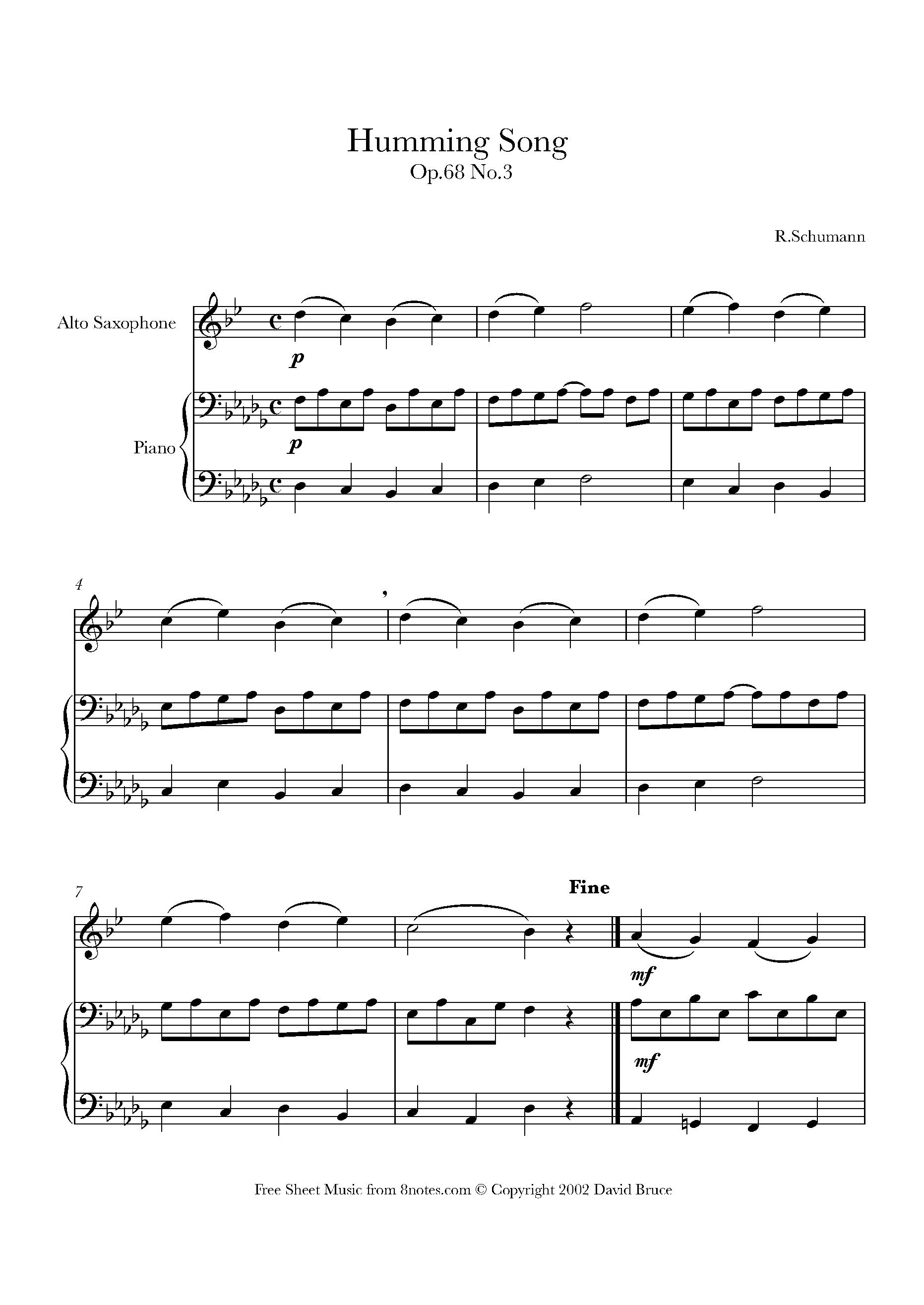 Schumann - Humming Song Op 68 No 3 (from Album for the Young) Sheet ...