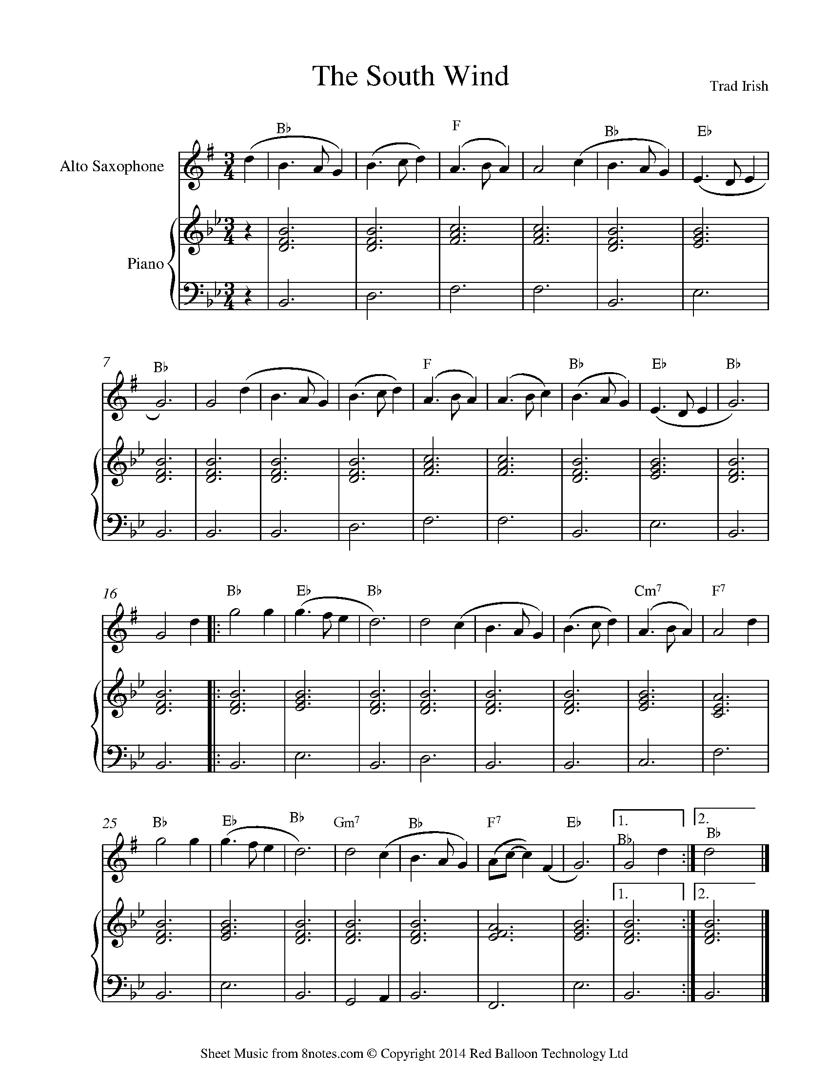 The South Wind Sheet music for Saxophone - 8notes.com