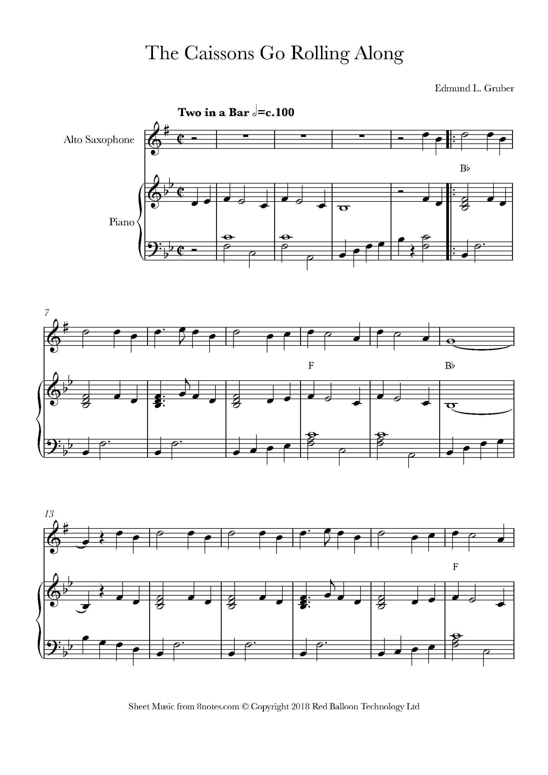 Edmund L. Gruber - The Caissons Go Rolling Along (The Army Song) Sheet ...