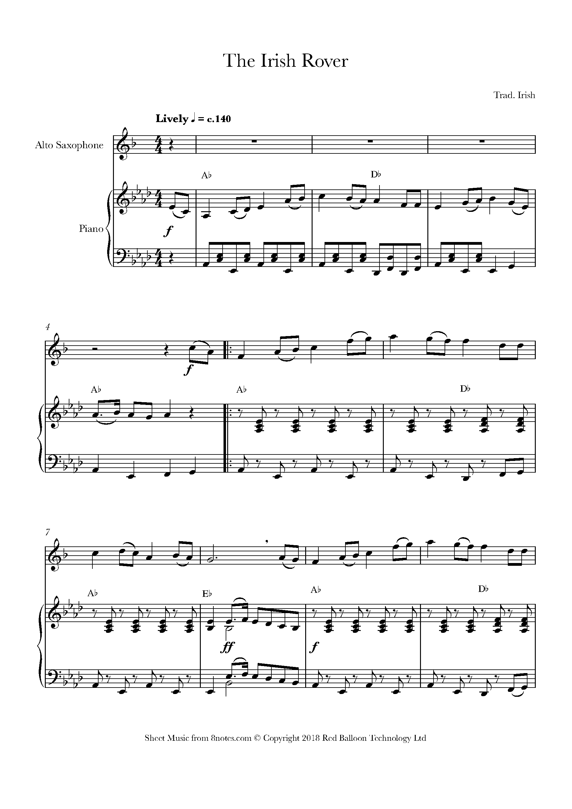 The Irish Rover Sheet music for Saxophone - 8notes.com