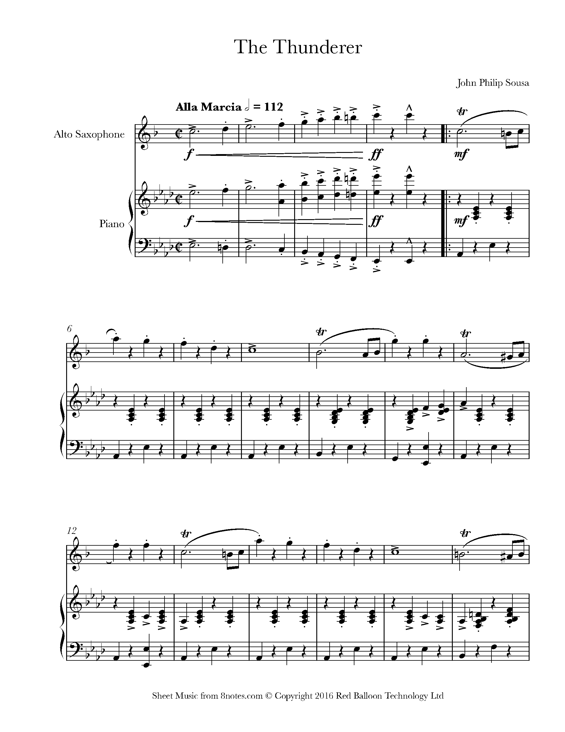 Sousa - The Thunderer Sheet music for Saxophone - 8notes.com