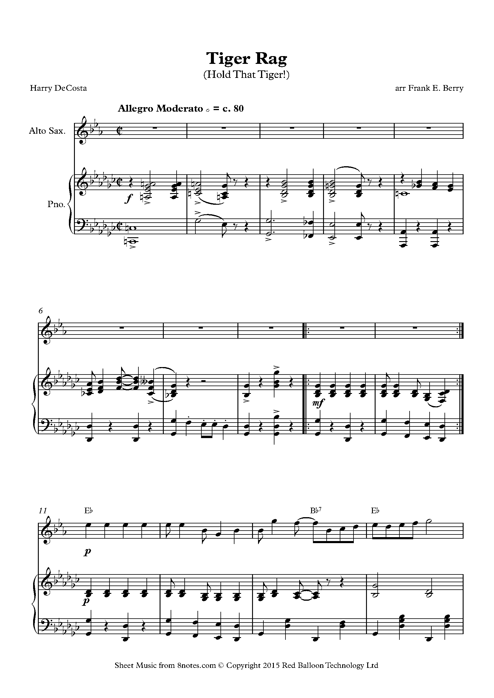 Tiger Rag (Hold that Tiger) Sheet music for Saxophone - 8notes.com
