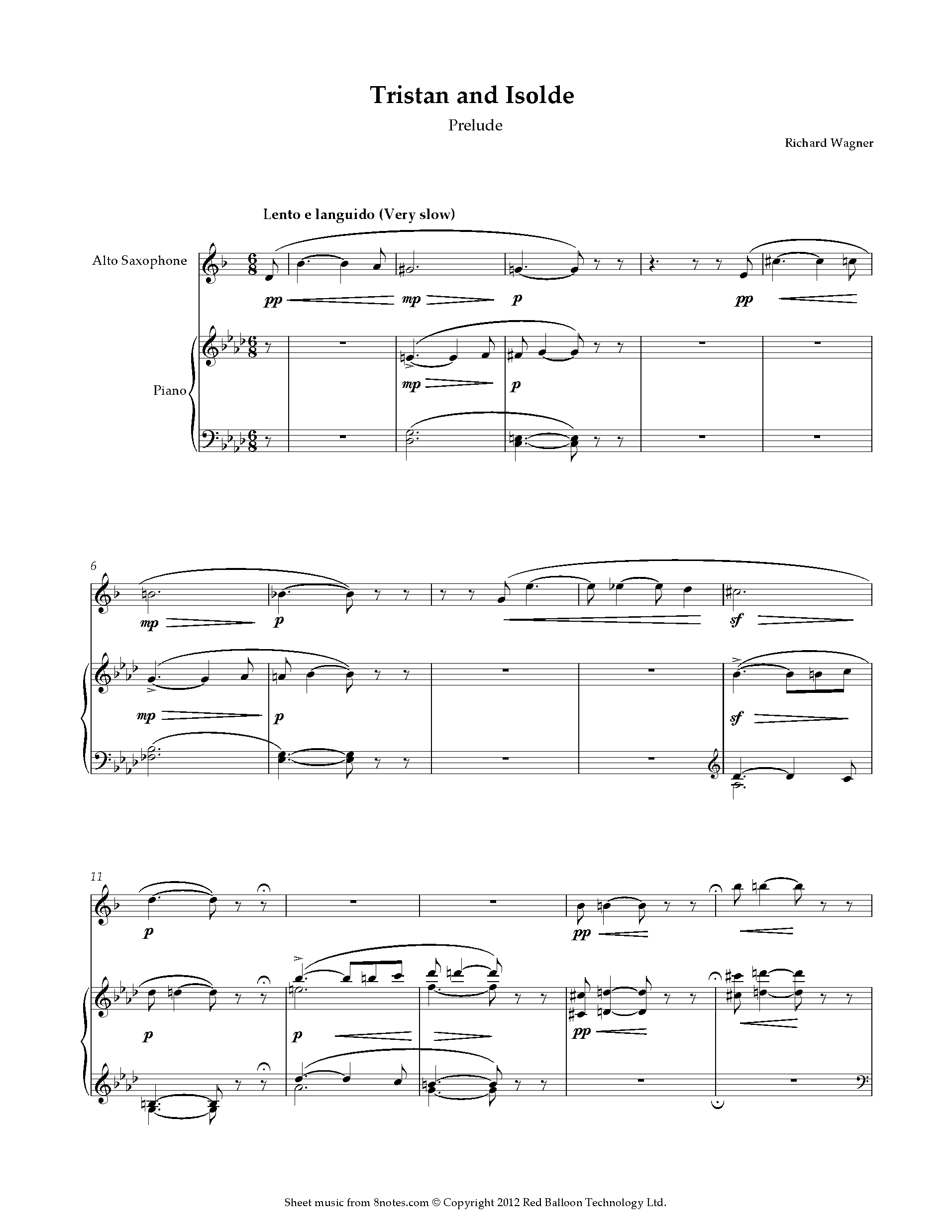 Wagner - Tristan and Isolde Prelude (Opening Excerpt) Sheet music for ...