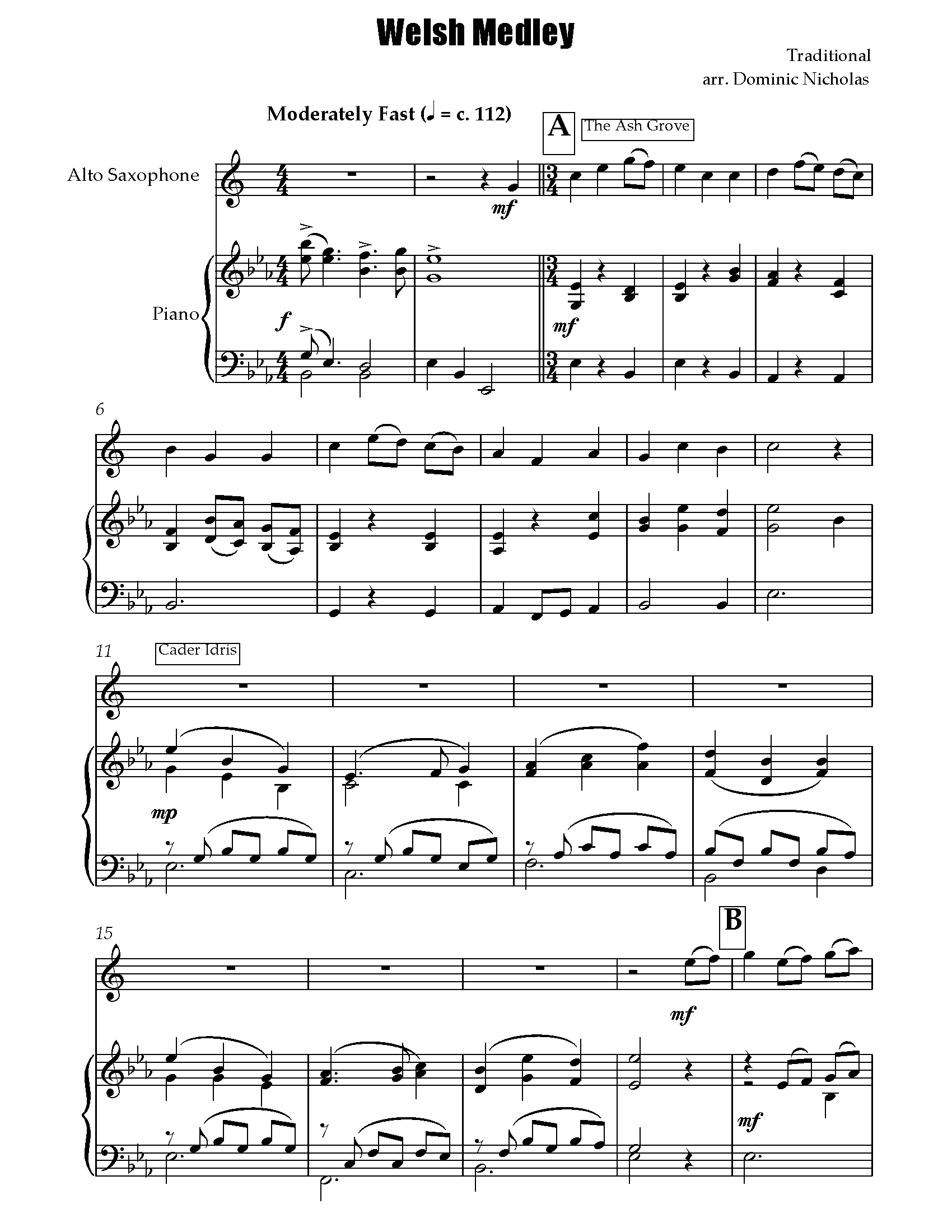 Welsh Medley Sheet music for Saxophone - 8notes.com