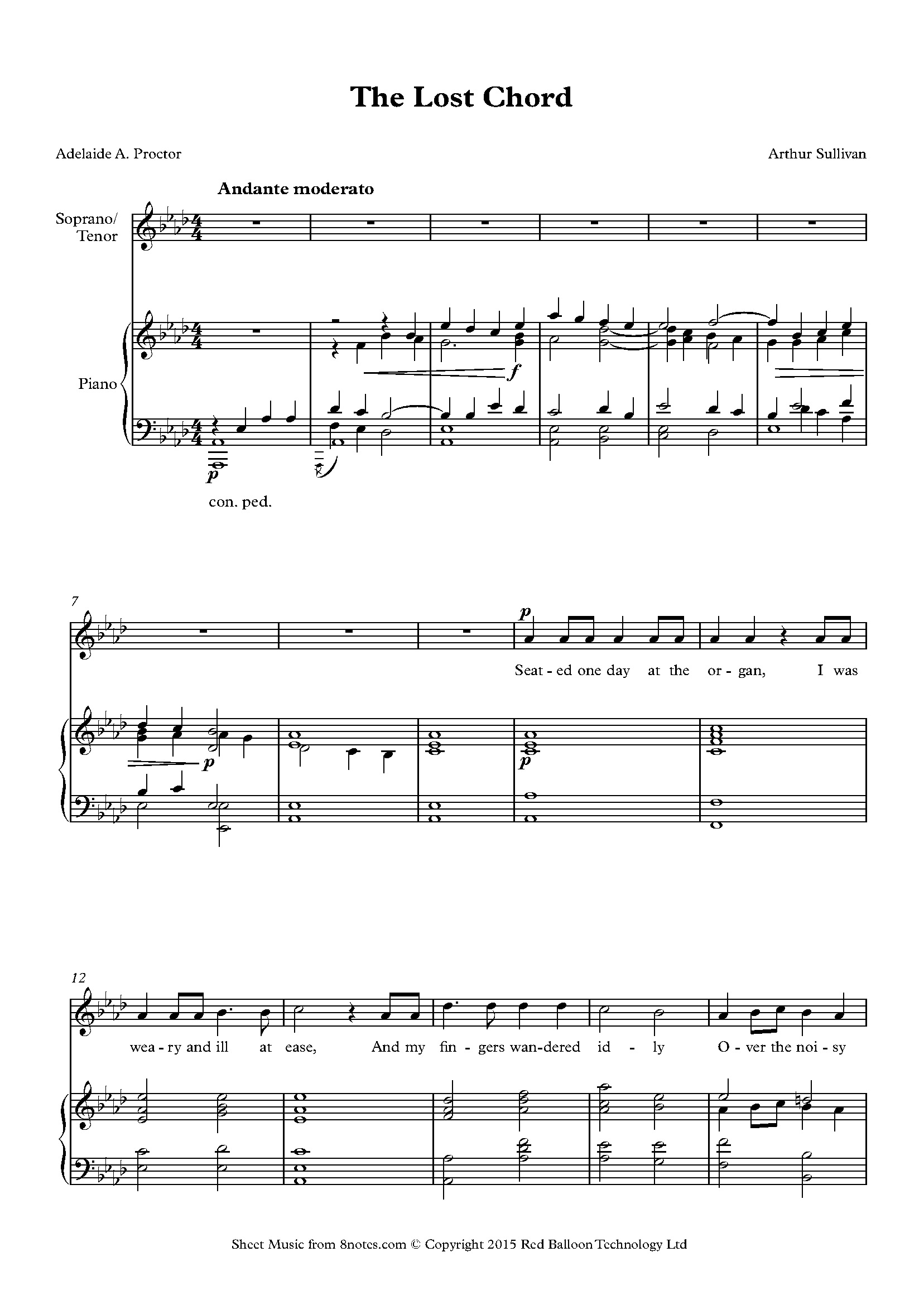 Sullivan - The Lost Chord Sheet music for Soprano Voice - 8notes.com