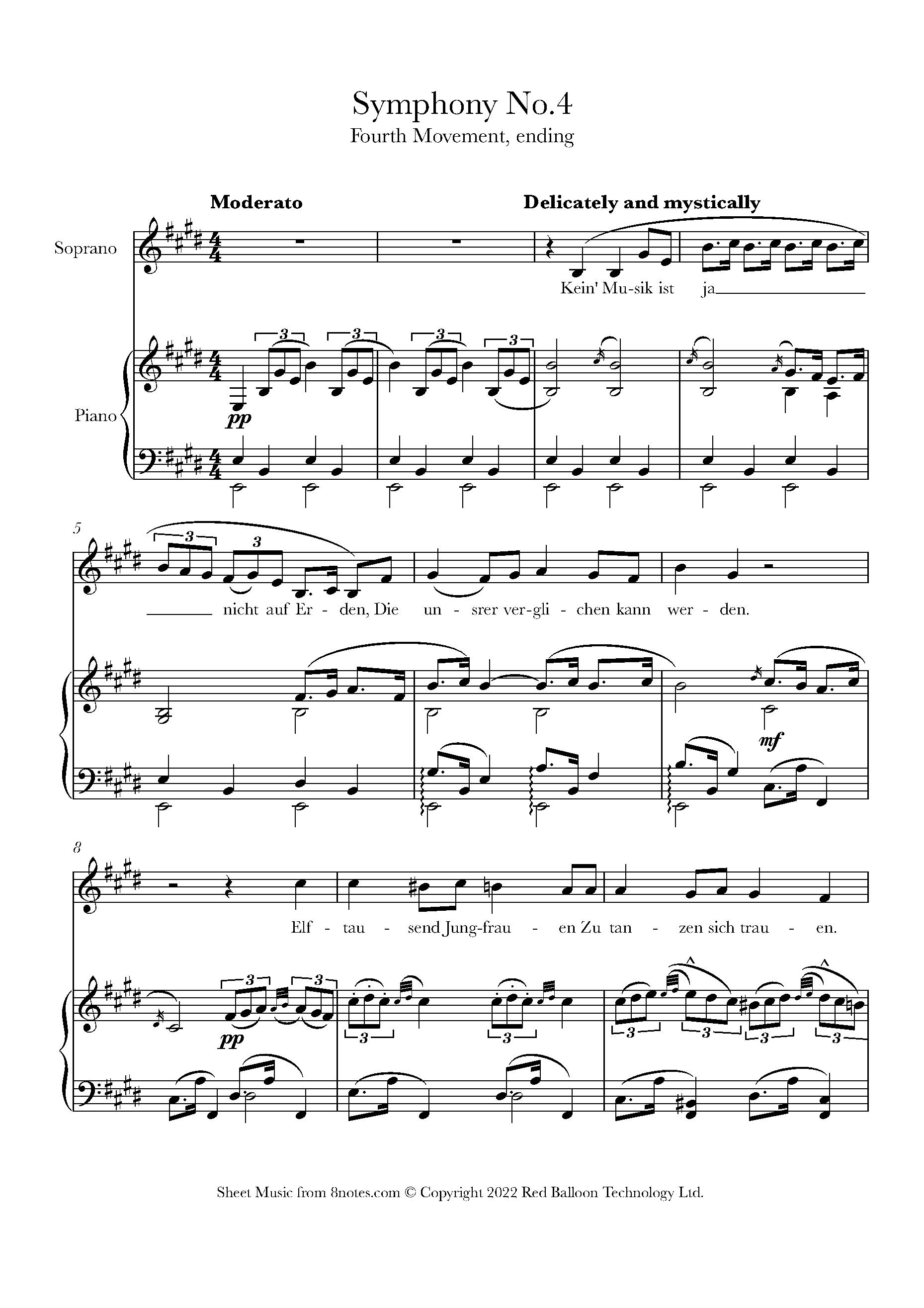 Mahler - Symphony No.4, Fourth Movement Sheet music for Soprano Voice ...