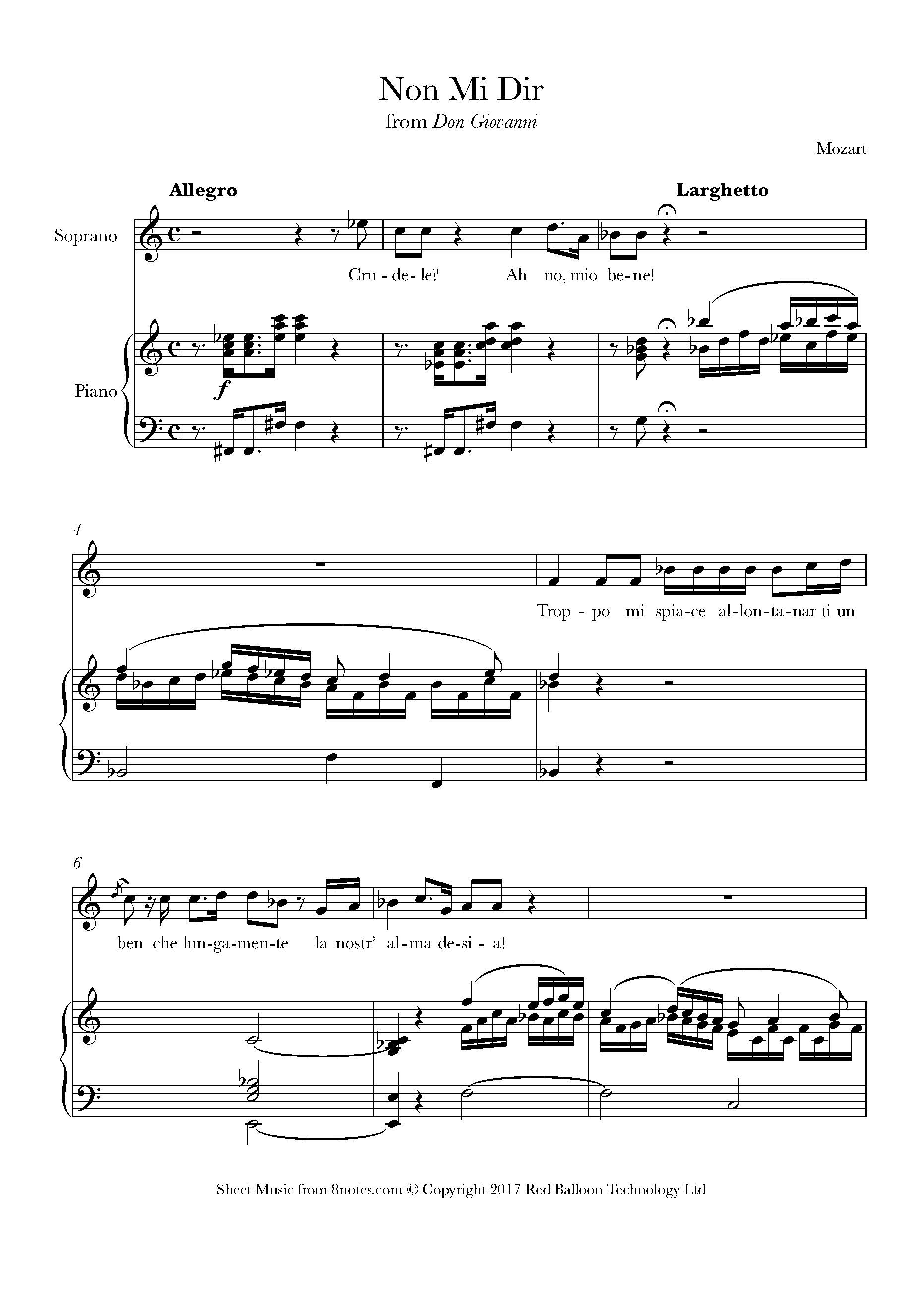 Mozart - Non Mi Dir from Don Giovanni Sheet music for Soprano Voice ...