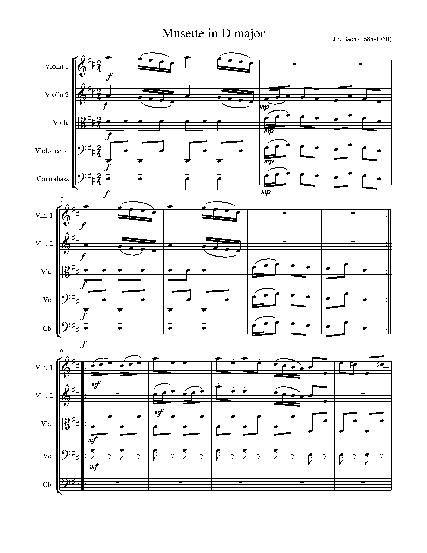 Bach - Musette Sheet music for String Ensemble - 8notes.com