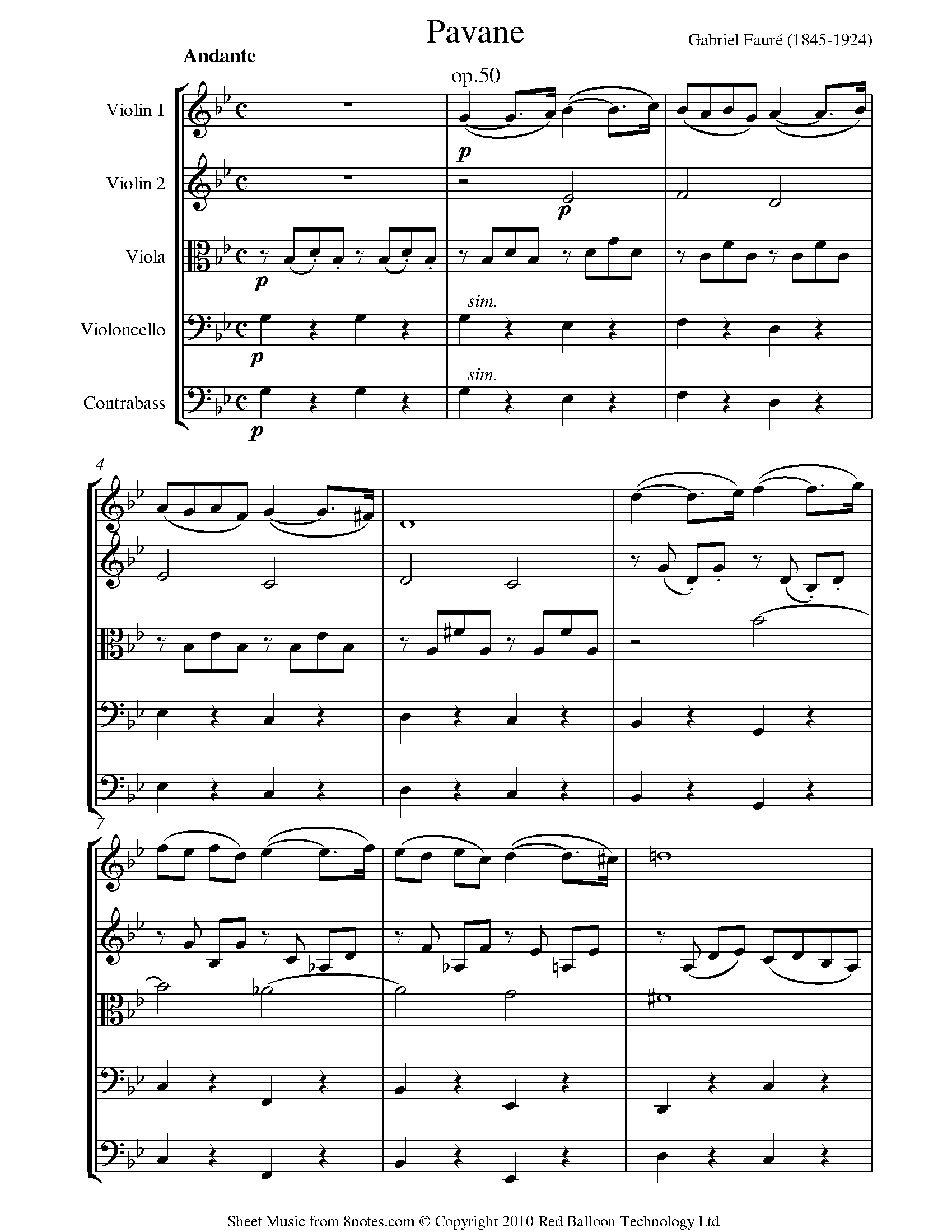Fauré - Pavane Sheet music for String Ensemble - 8notes.com