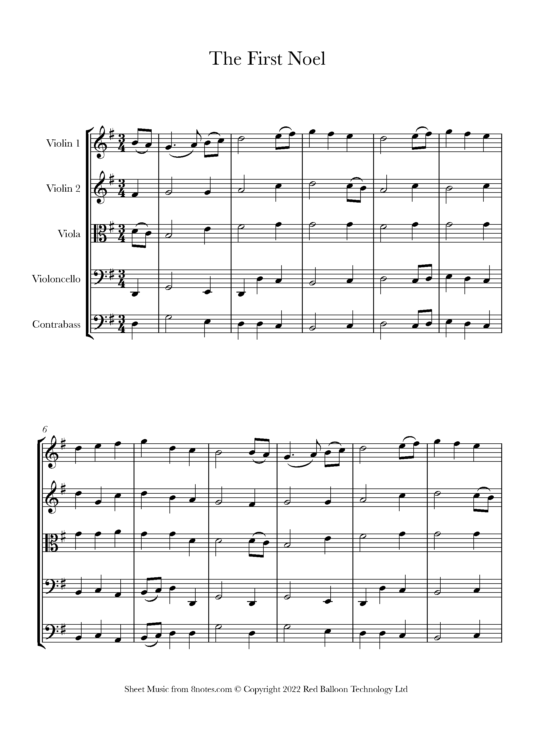 The First Noel Sheet music for String Ensemble - 8notes.com