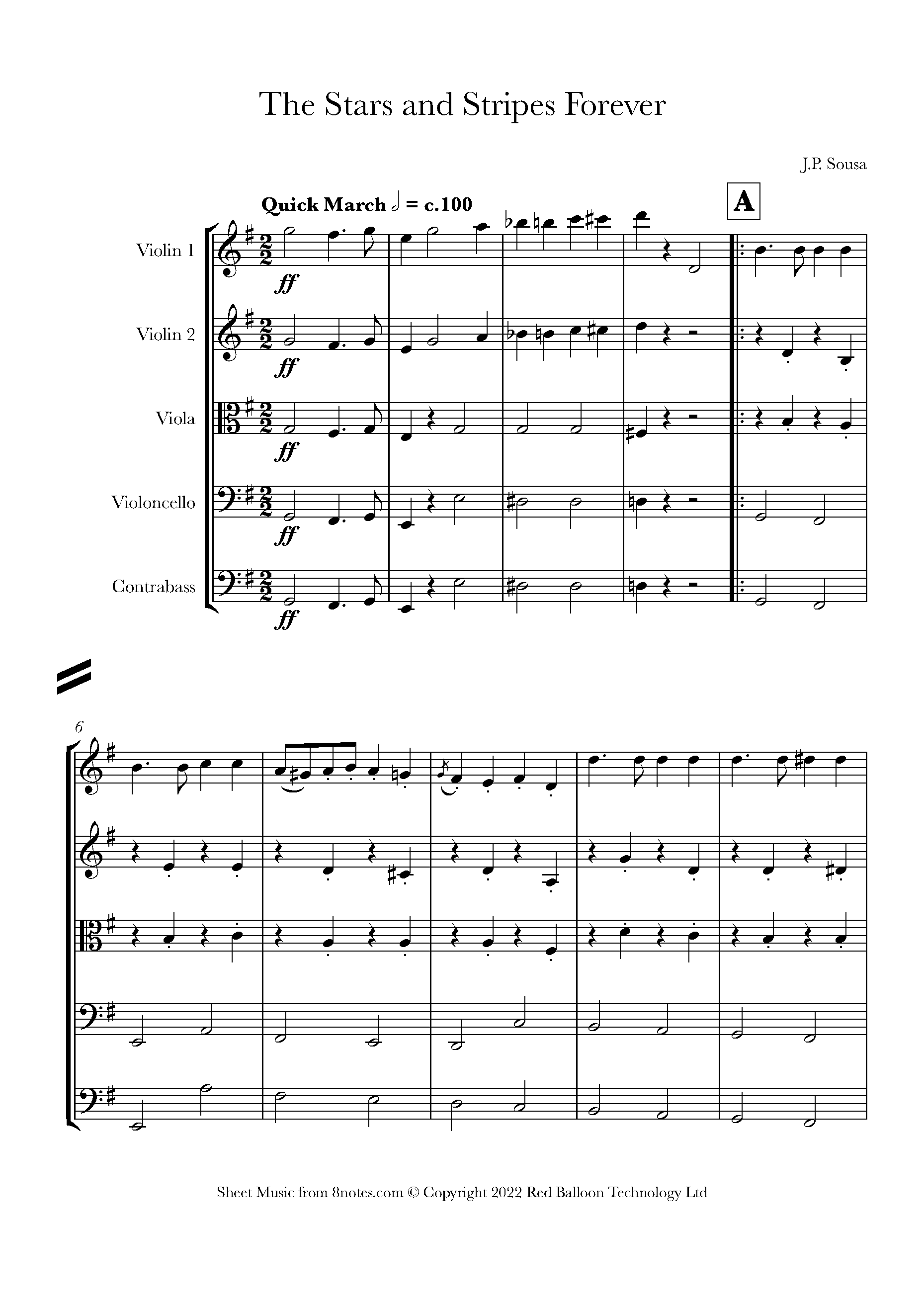 Sousa - The Stars and Stripes Forever Sheet music for String Ensemble ...