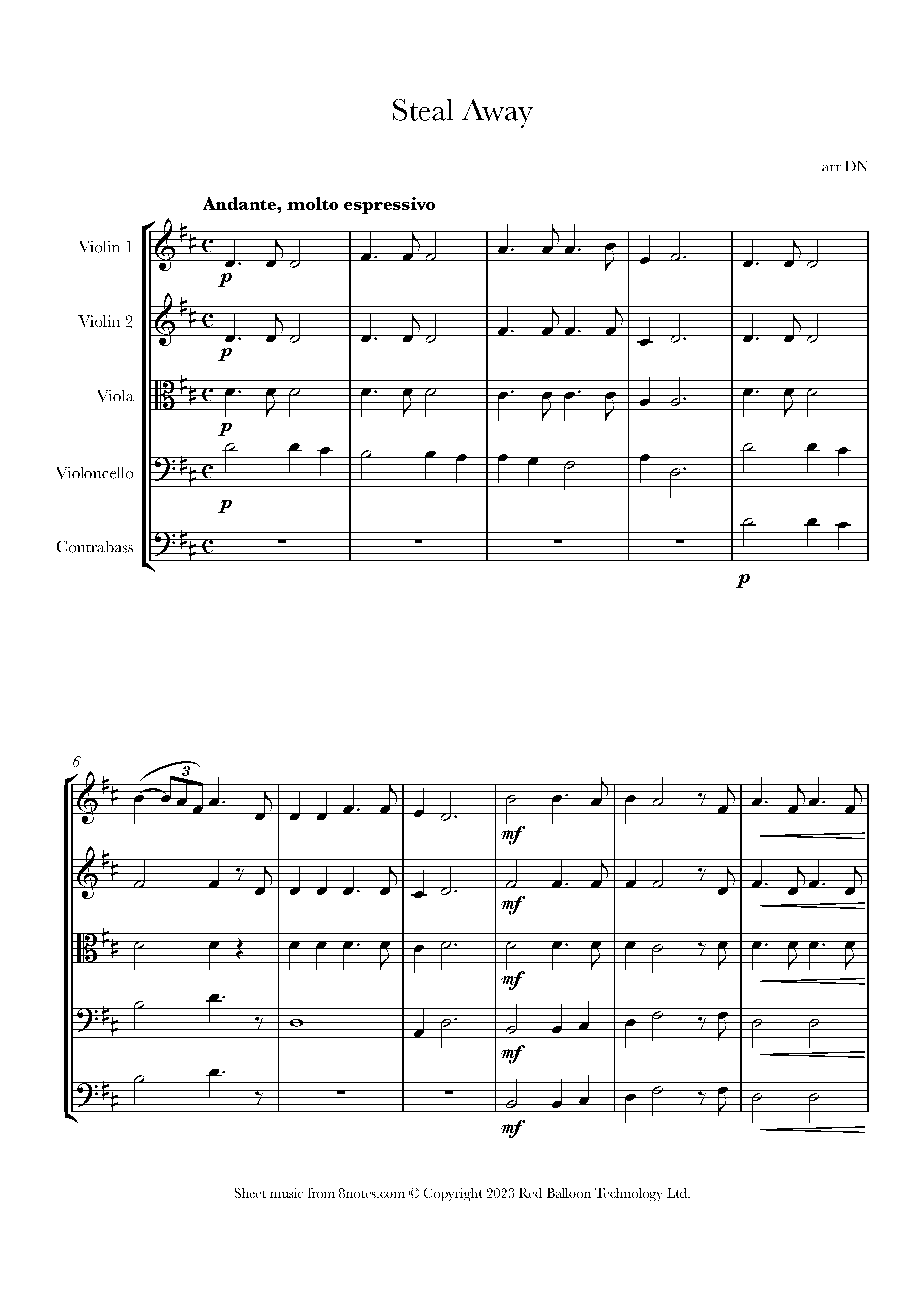 Steal Away Sheet music for String Ensemble - 8notes.com