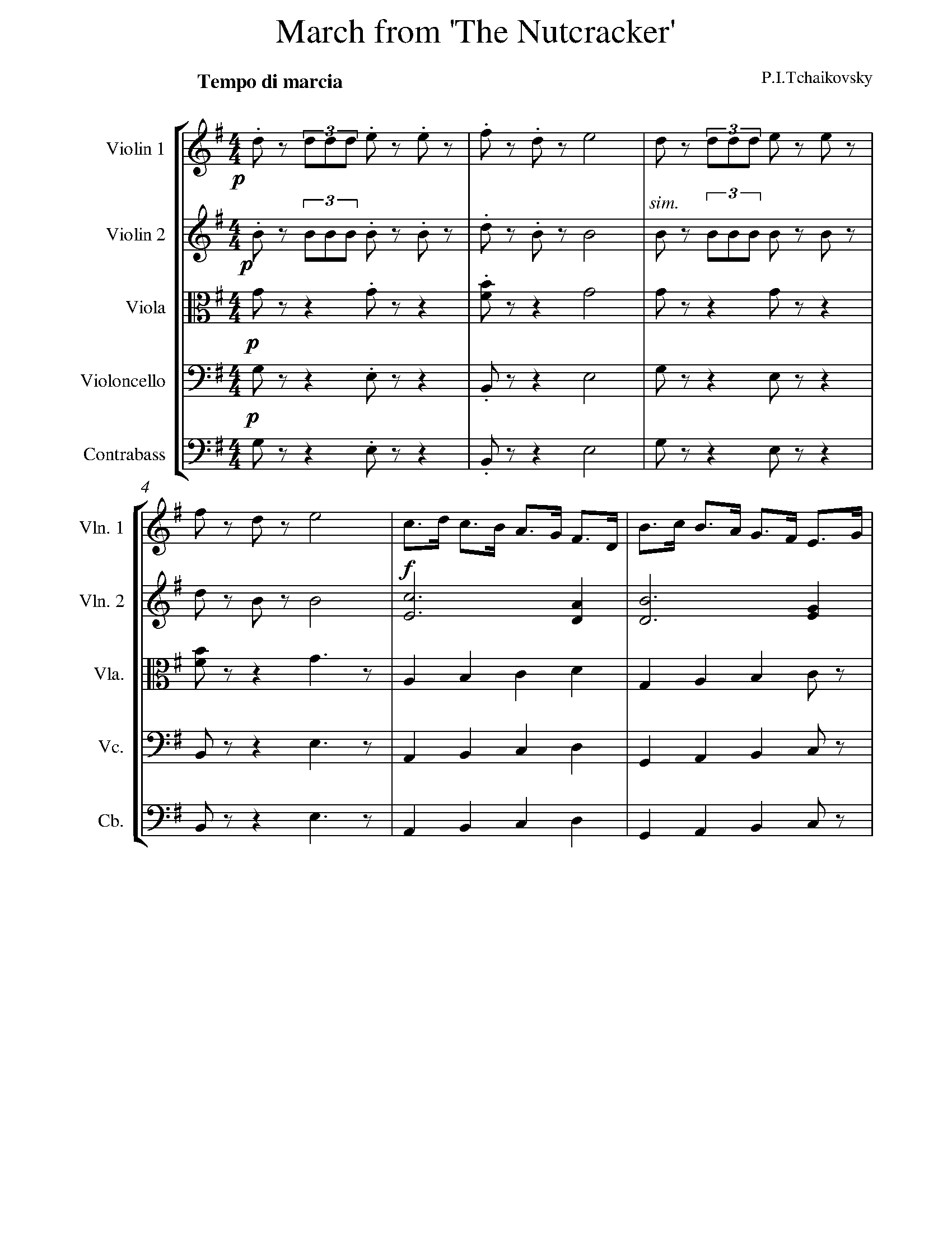 Tchaikovsky - March from Nutcracker Sheet music for String Ensemble ...