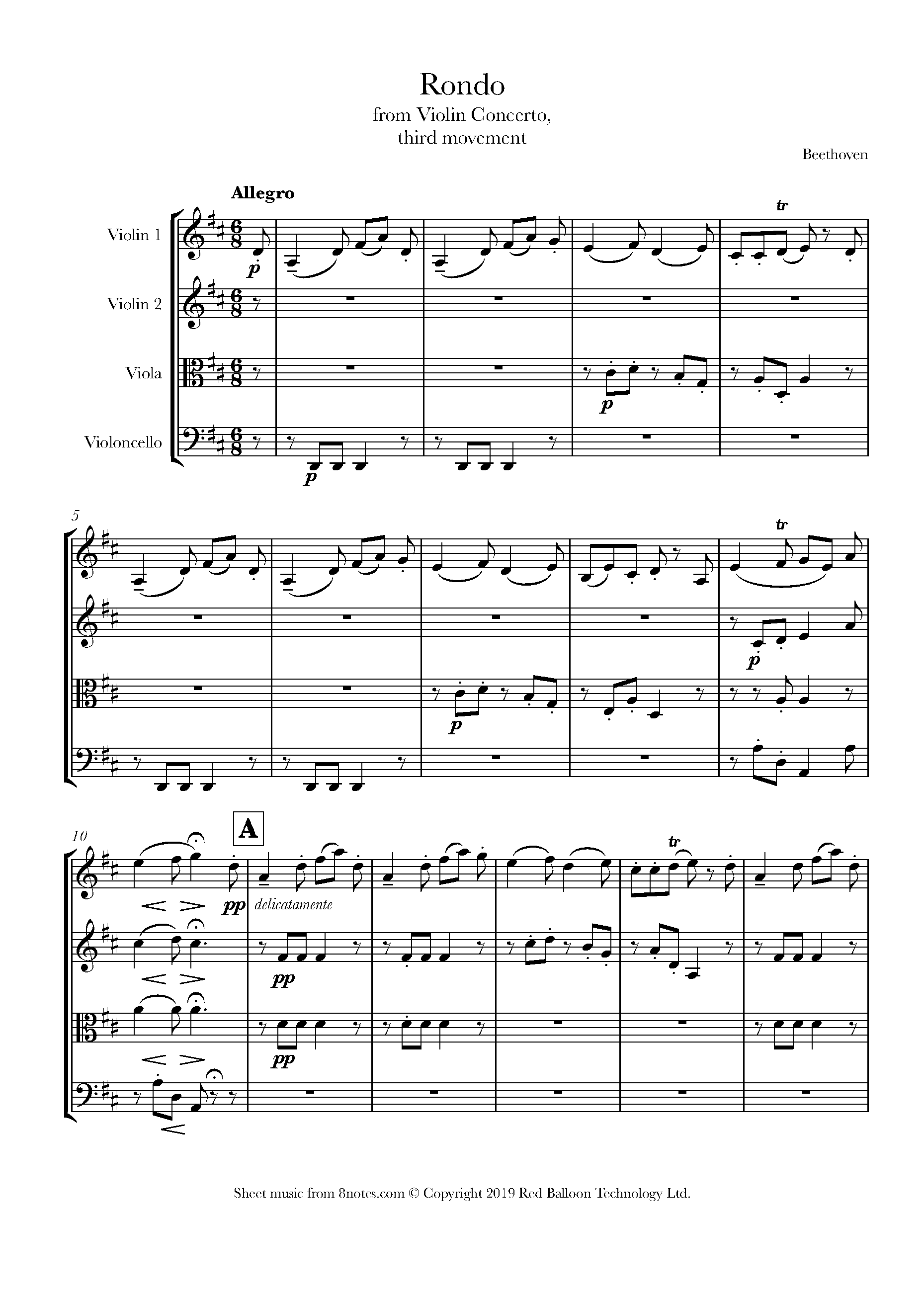 Beethoven - Violin Concerto 3rd movement Rondo Theme Sheet music for ...