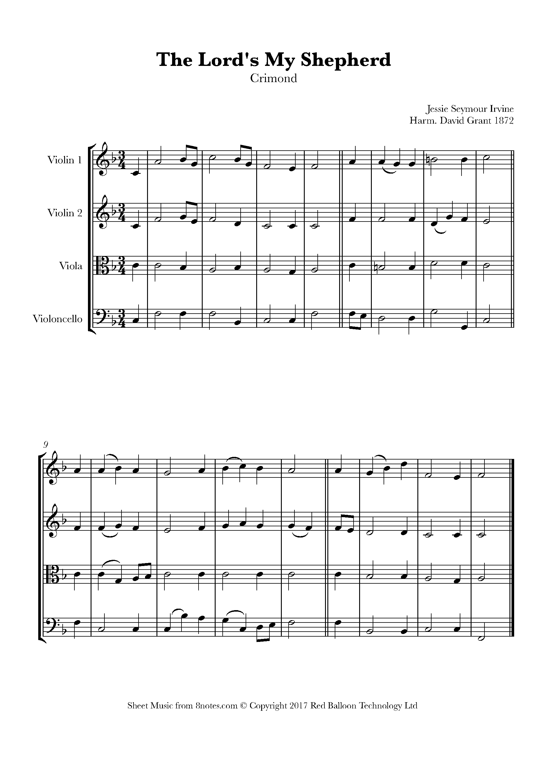 Irvine - The Lord's My Shepherd (Crimond) Sheet music for String ...