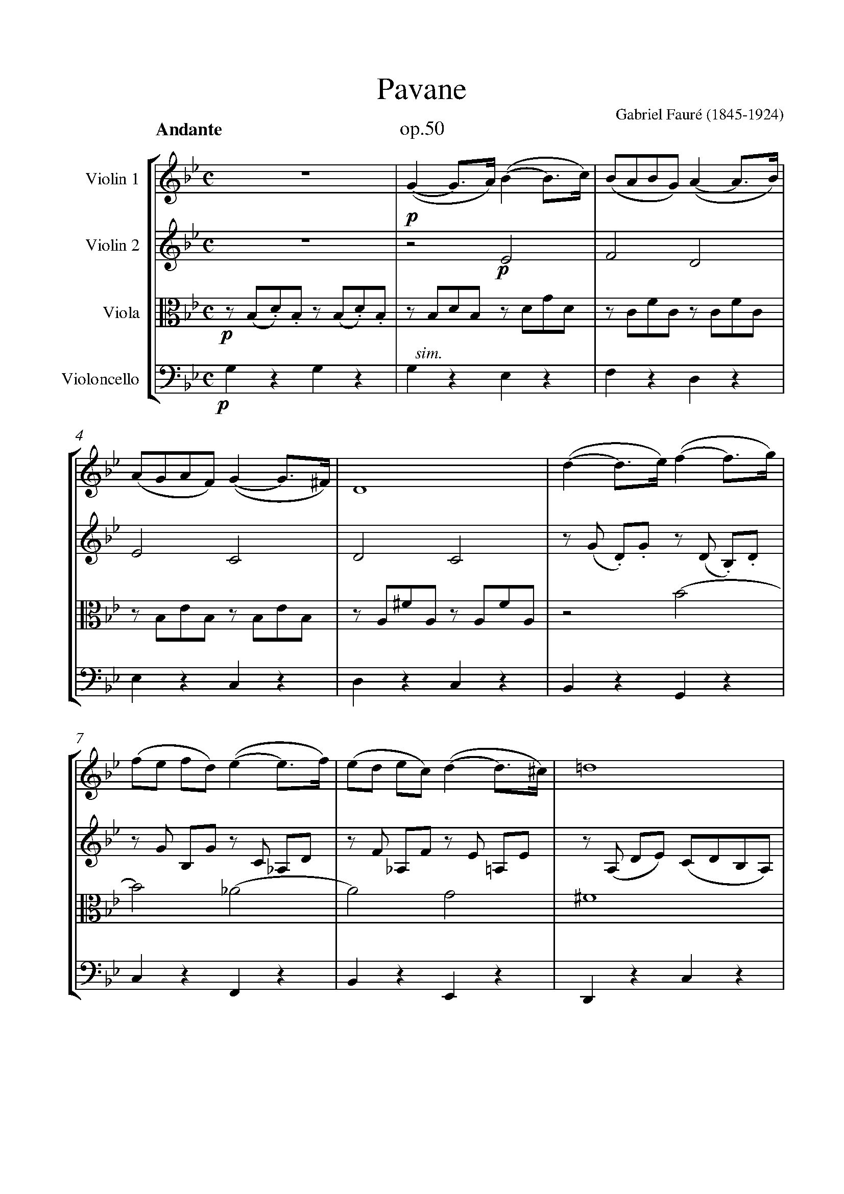 Fauré - Pavane Sheet music for String Quartet - 8notes.com