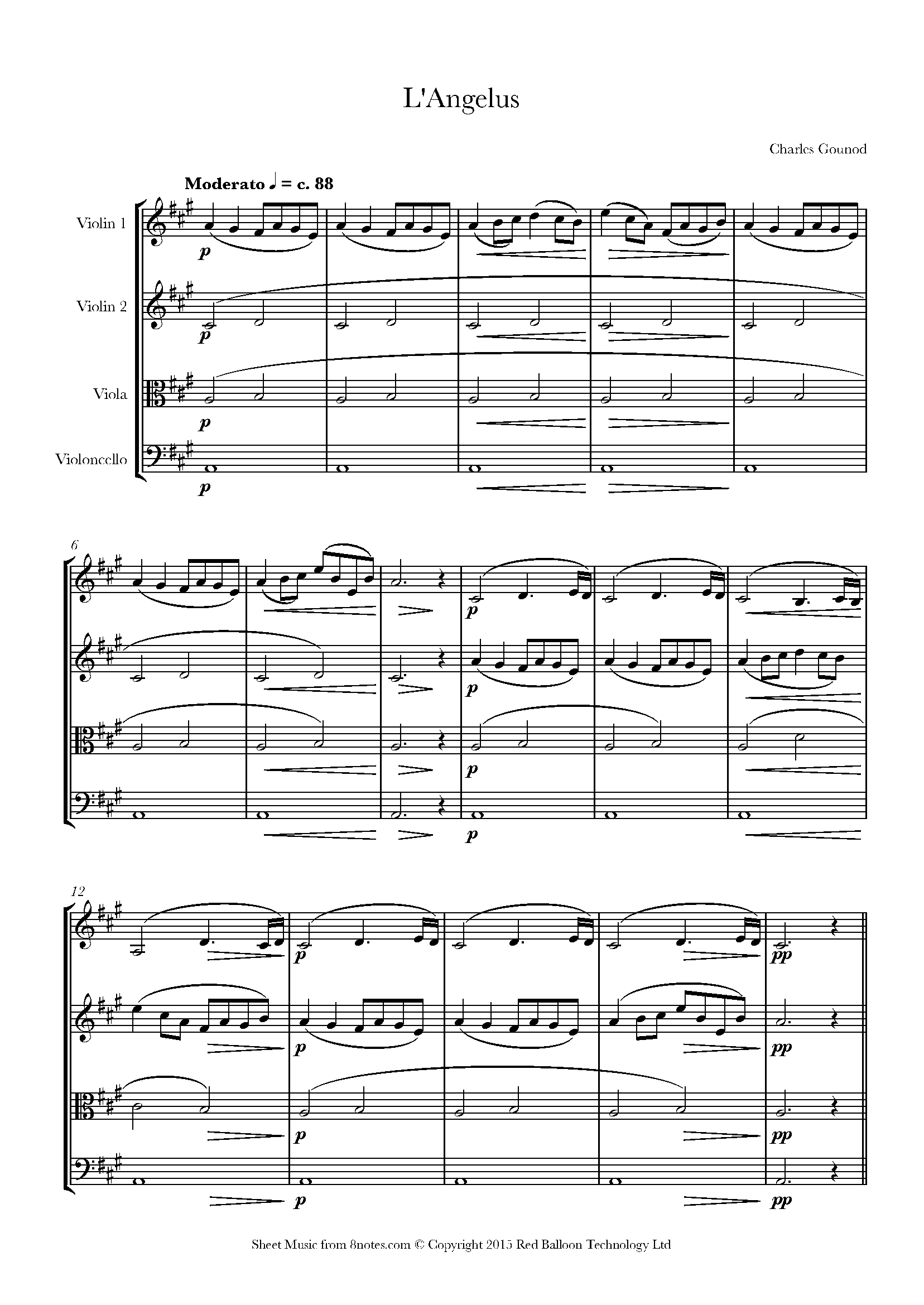 Gounod - L'Angelus Sheet music for String Quartet - 8notes.com