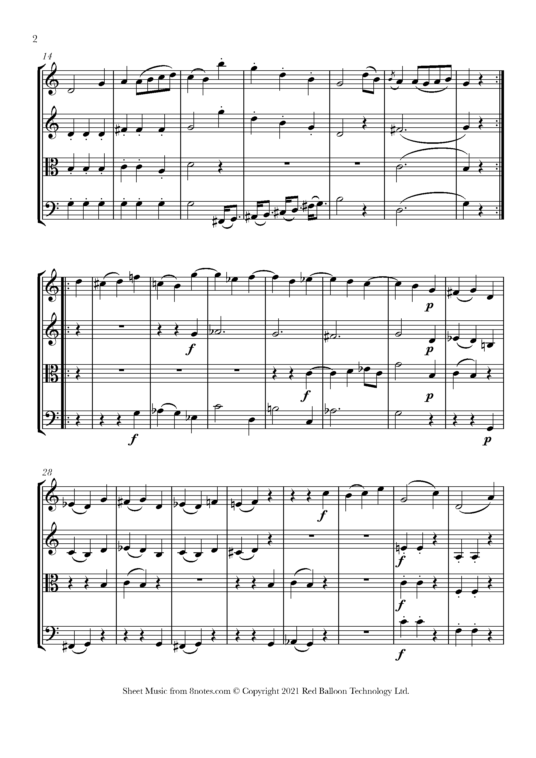 Haydn - Emperor String Quartet, Op.76, No.3, Third Movement Sheet music ...