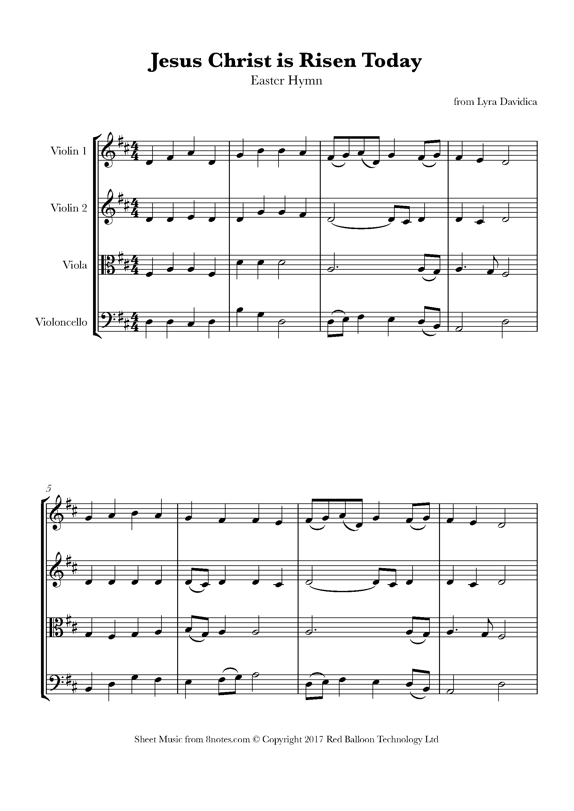 Jesus Christ is Risen Today Sheet music for String Quartet - 8notes.com