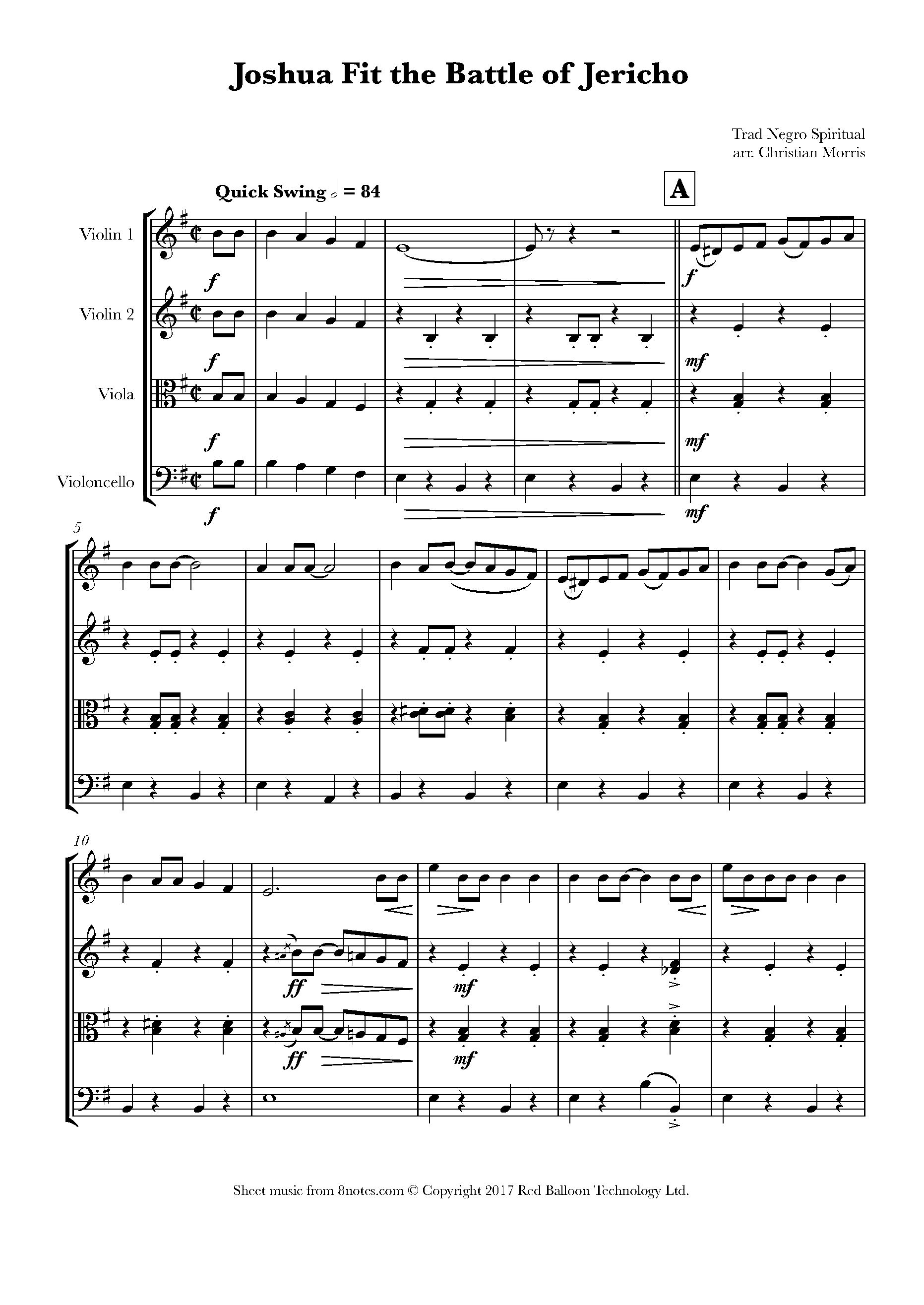 Joshua Fit the Battle of Jericho Sheet music for String Quartet ...