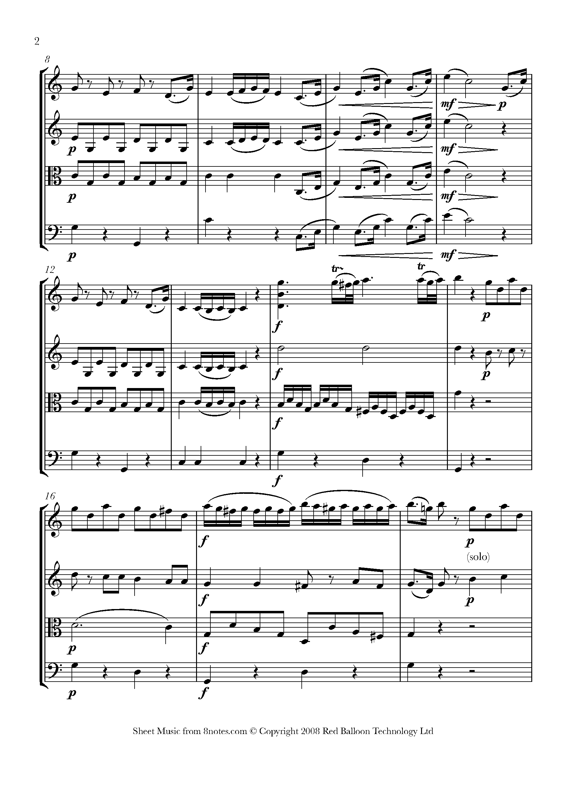 Mozart - Non Piu Andrai from Marriage of Figaro Sheet music for String ...